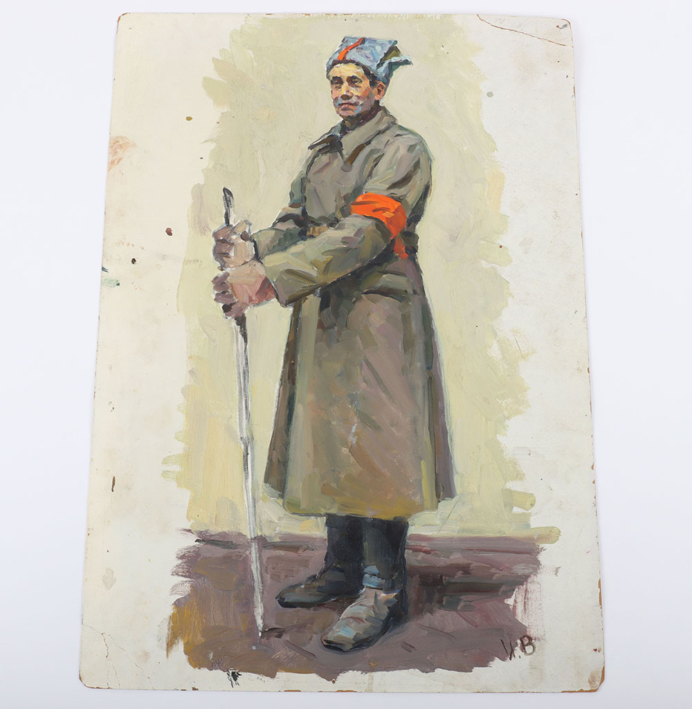 Soviet Russian Oil Painting by Ilya Efimovich Vasilchenko ‘The Red Army ...