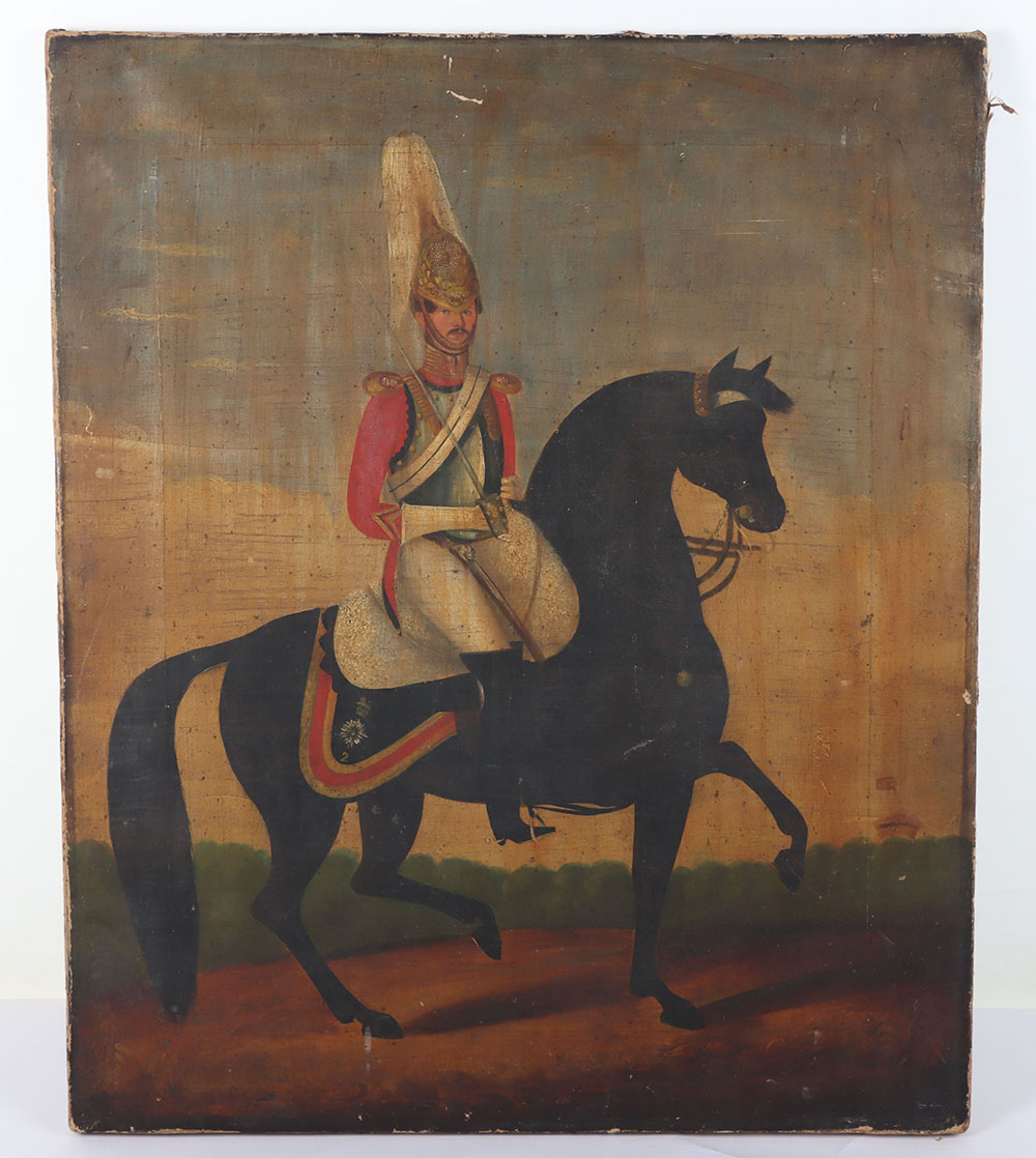 Oil on Canvas Painting of 2nd Life Guards Officer, fine naïve oil on ...