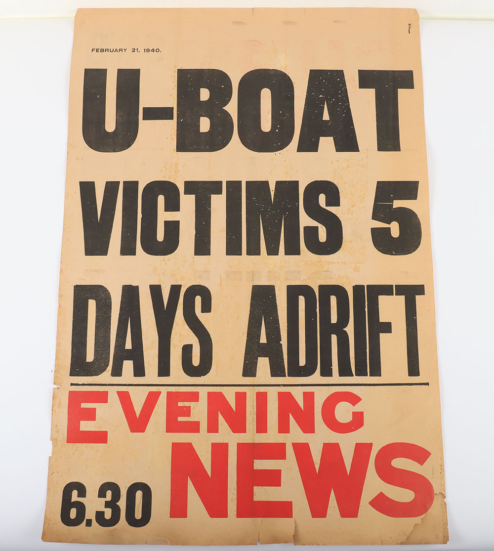 WW2 Billboard Poster for the Evening News "U-Boat Victims 5 days adrift ...