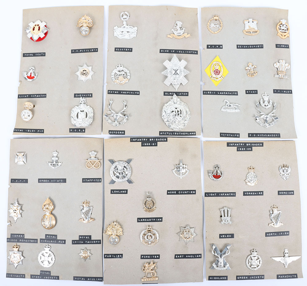 Military Anodised Cap Badges: Six cards of cap badges to include ...