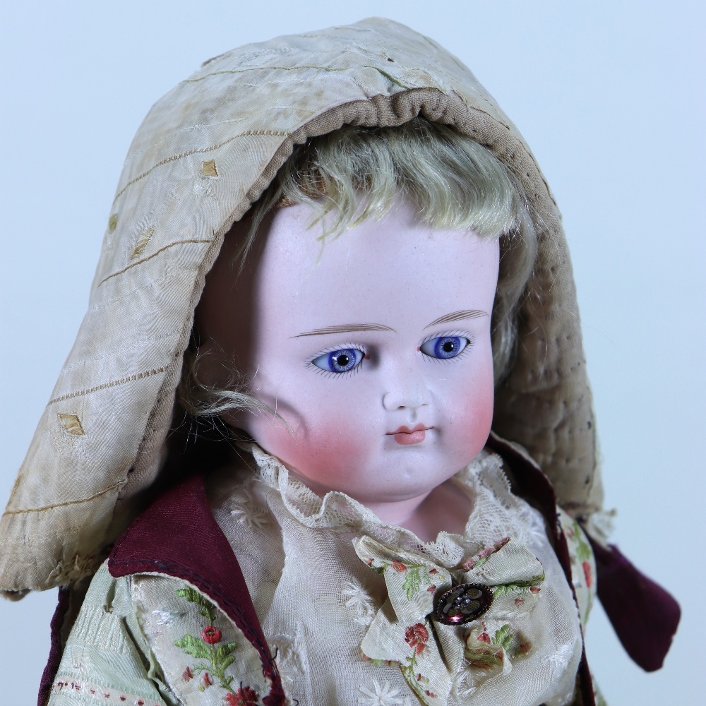 A turned bisque shoulder head doll, probably Alt, Beck & Gottschalk ...
