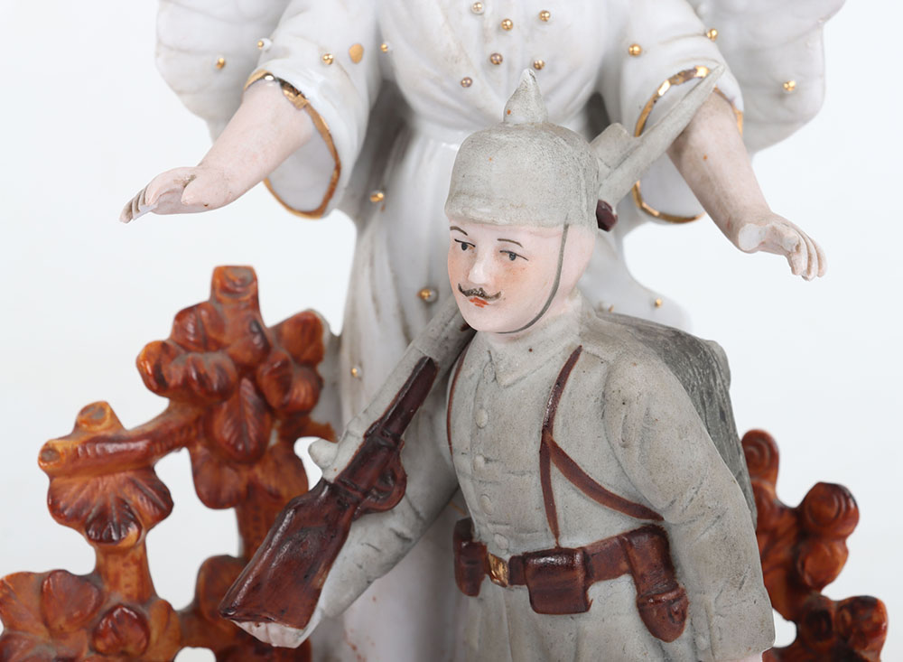 Porcelain Figure of WW1 German Soldier and Angel, shows the German ...