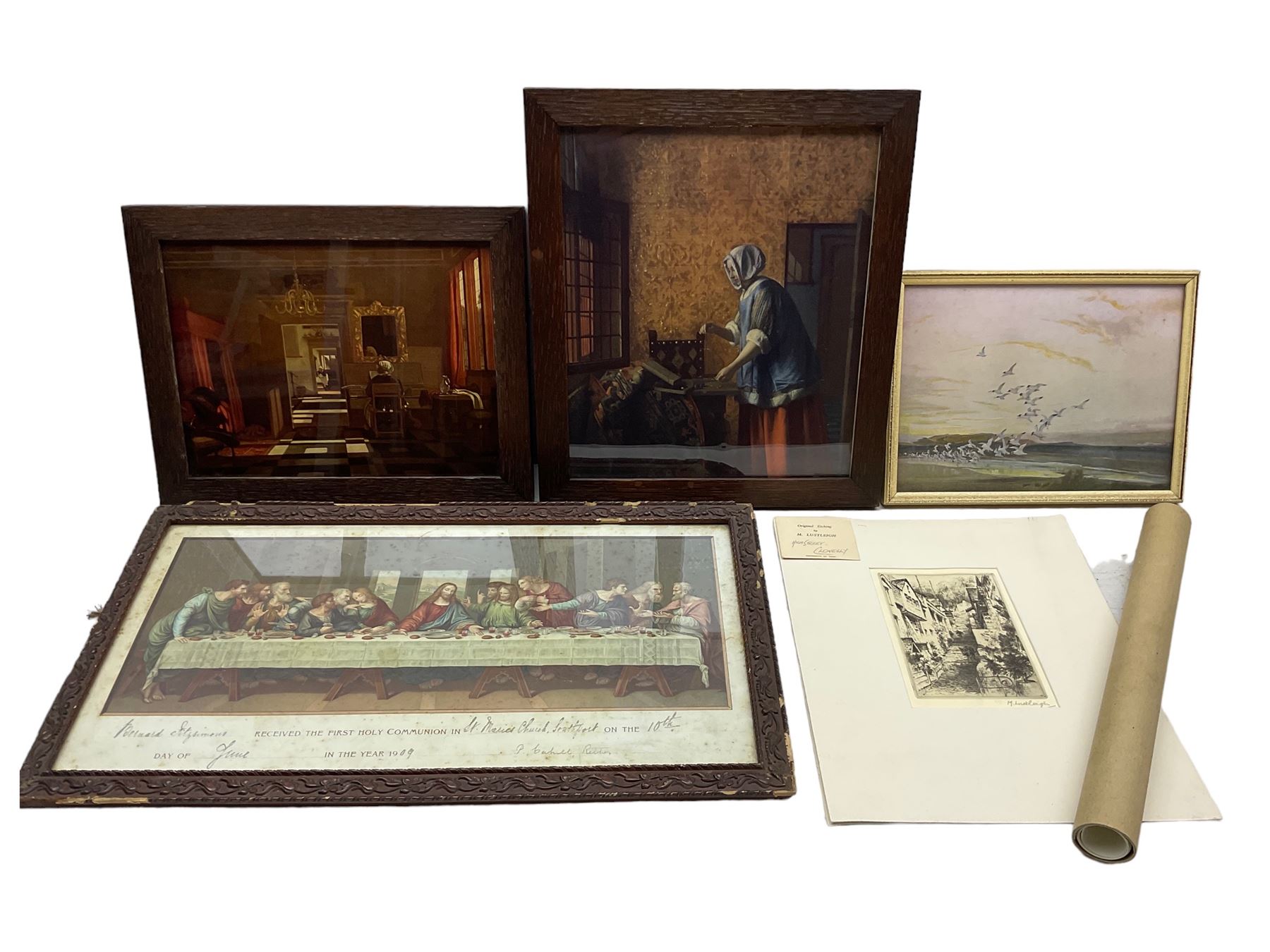 Two Medici Society prints after Pieter de Hooch, drypoint etching of ...