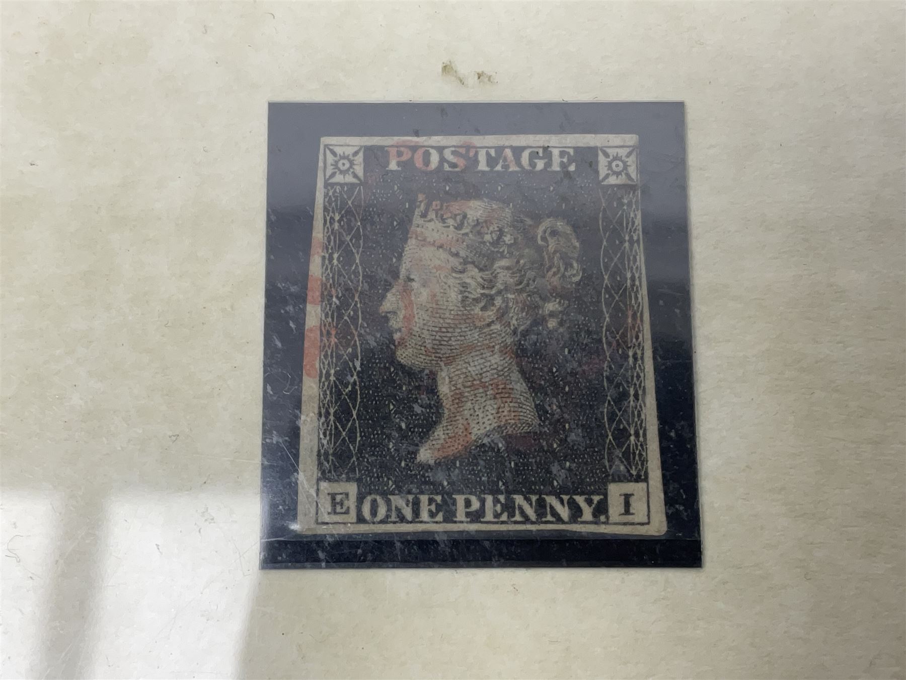 Great Britain Queen Victoria penny black stamp with red MX cancel ...