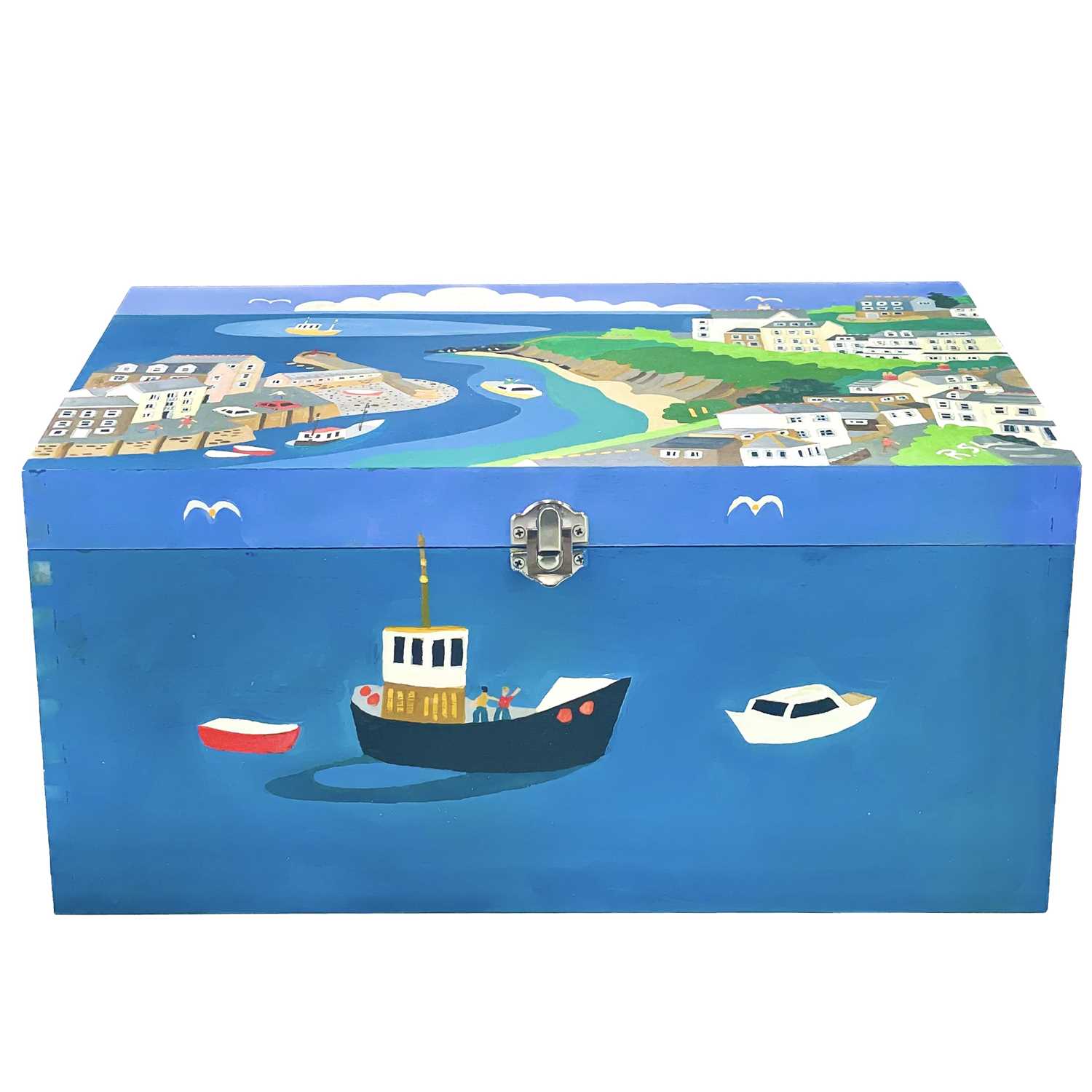 Richard Sidney LODEY (1950) Looe Painted wooden boxInitialledHeight 16 ...