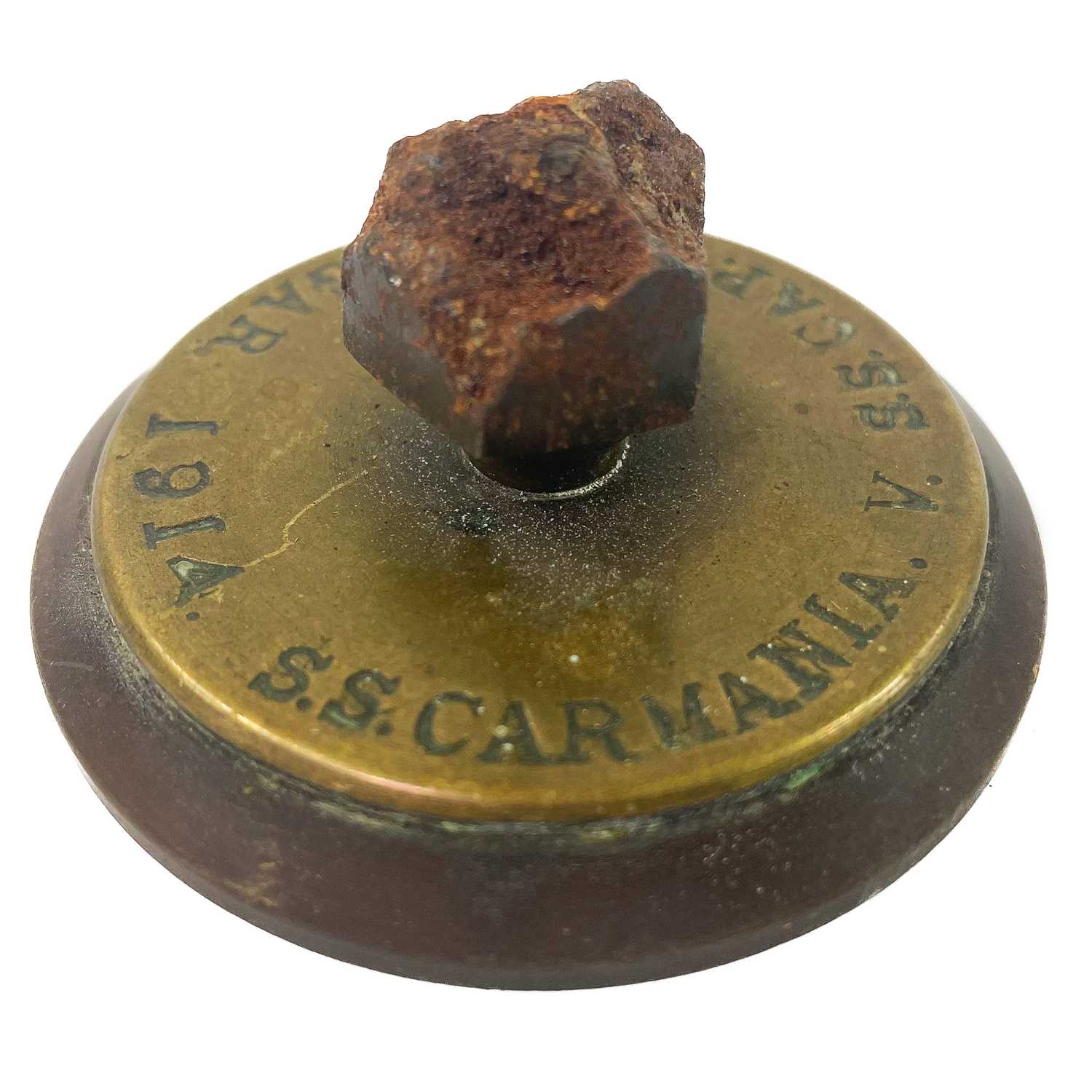 A piece of shrapnel from the Liner dual SS Carmania v SS Cap Trafalgar ...