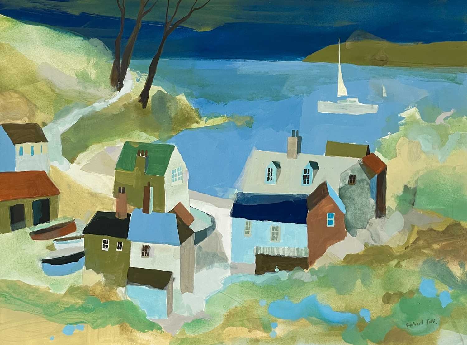Richard TUFF (1965) Durgan, Helford River Gouache on paper, signed, 45 ...