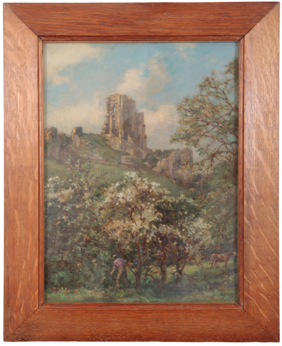 *BERNARD FINNEGAN GRIBBLE (1873-1962) Corfe Castle, Dorset with figures ...
