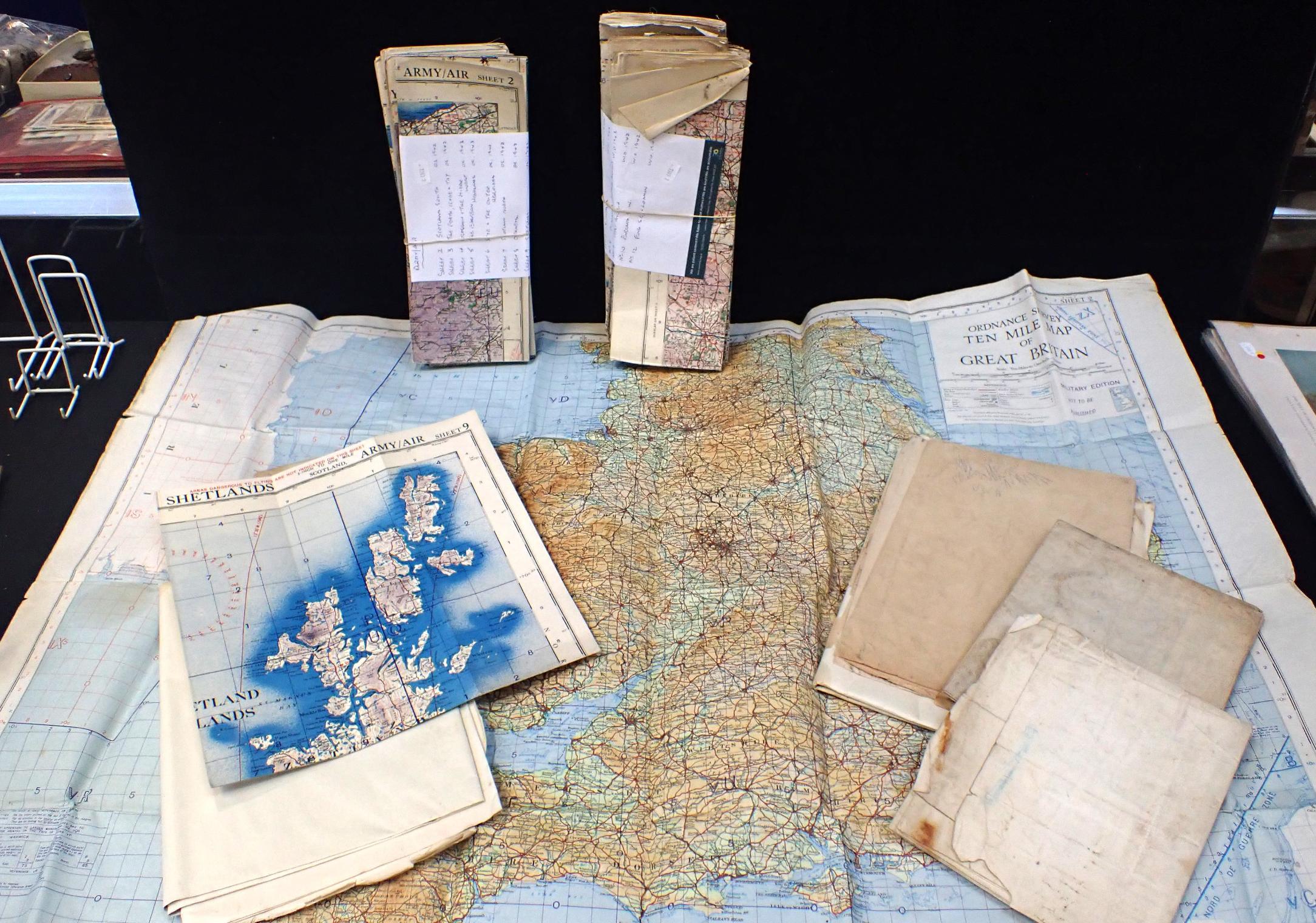 WWII WAR OFFICE OS RAF NAVIGATORS MAPS approx 20 maps, to include ...