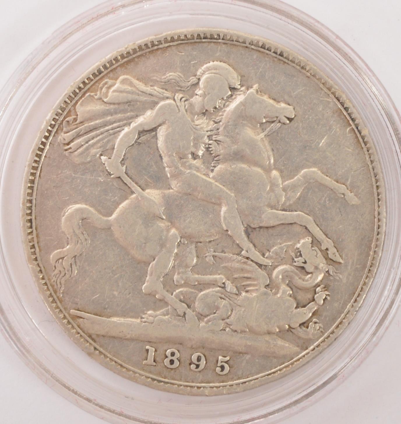 A 19th century Victorian 1895 silver crown coin. The coin to depict St ...