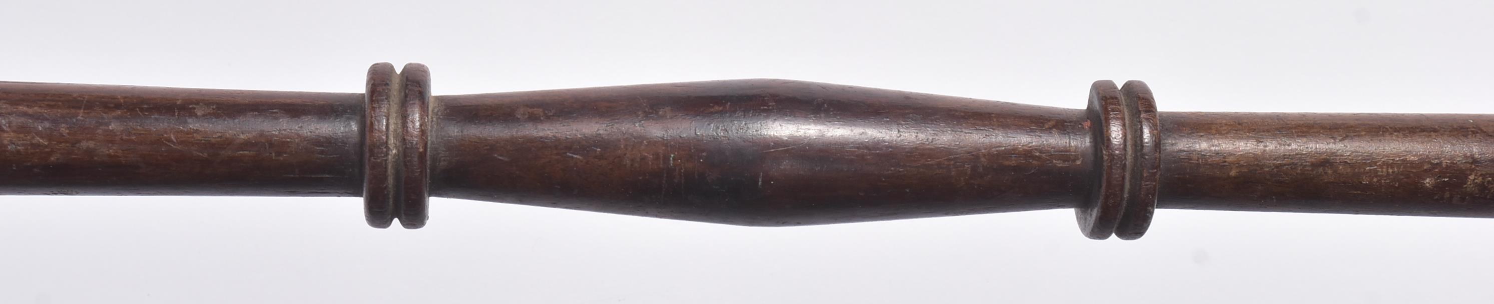 An early 19th Century British Navy polearm. Turned wooden shaft with a ...
