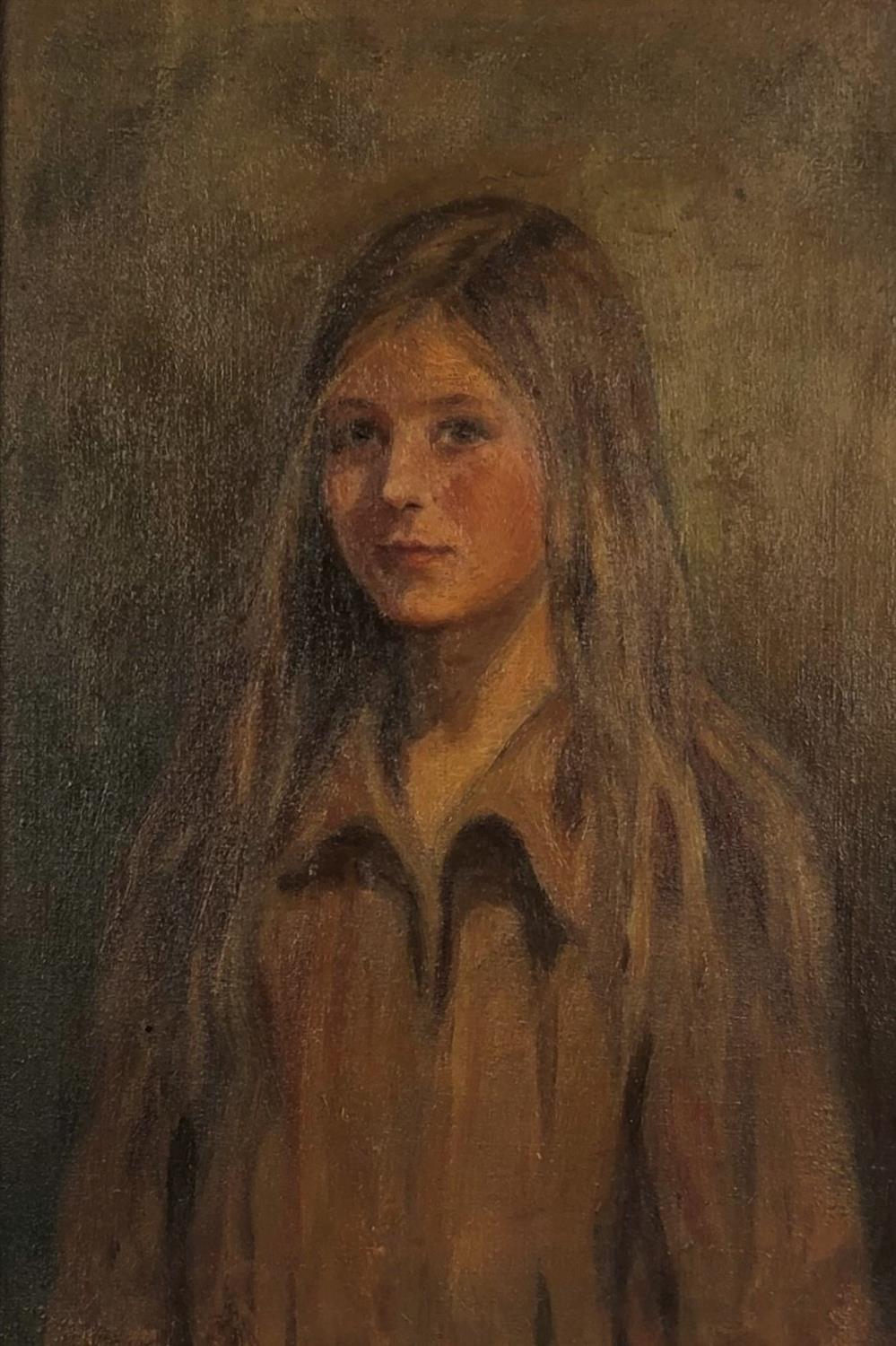 Twentieth-century British School, portrait of a girl, oil on canvas, 39 ...
