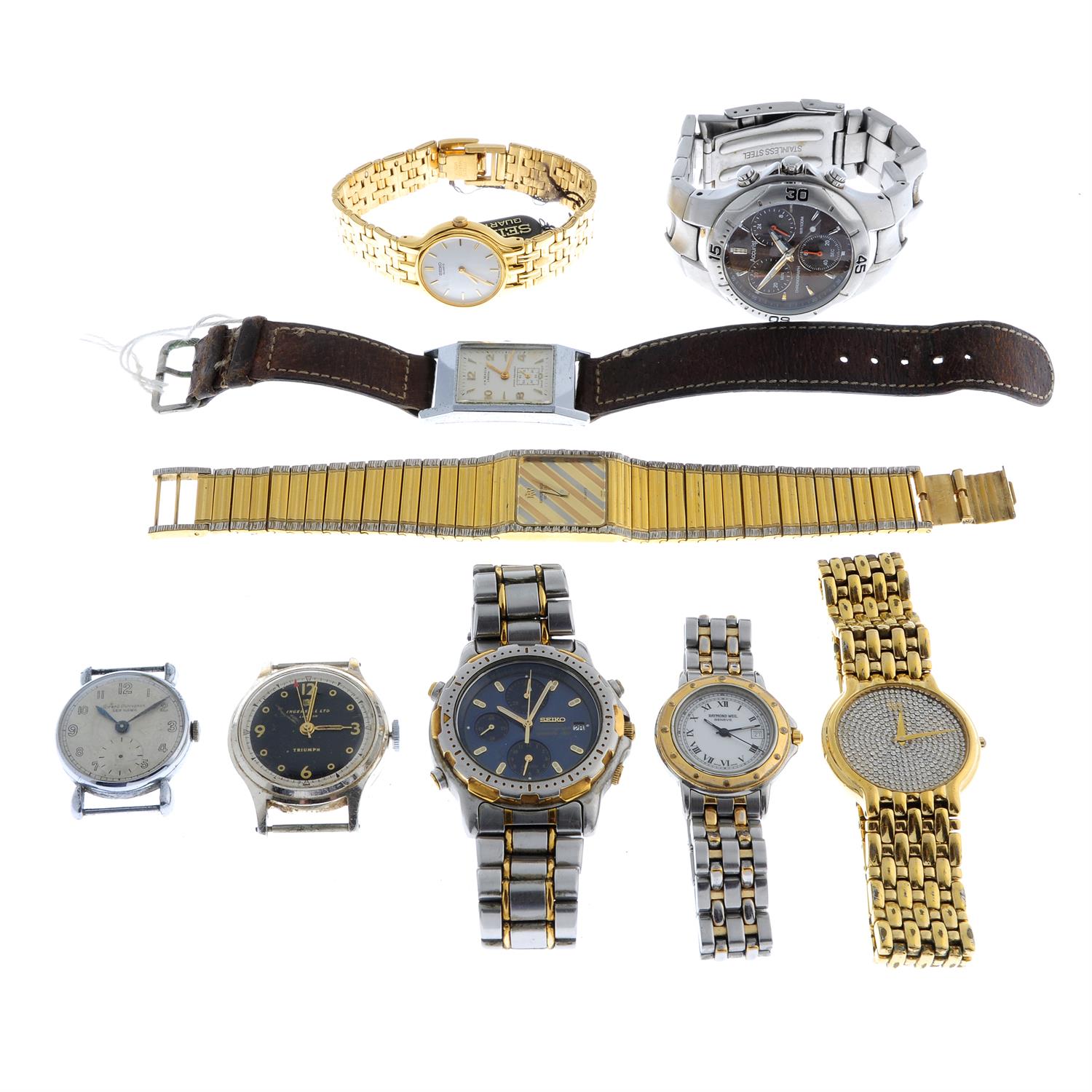 A group of nine watches, to include two Seiko examples and three ...