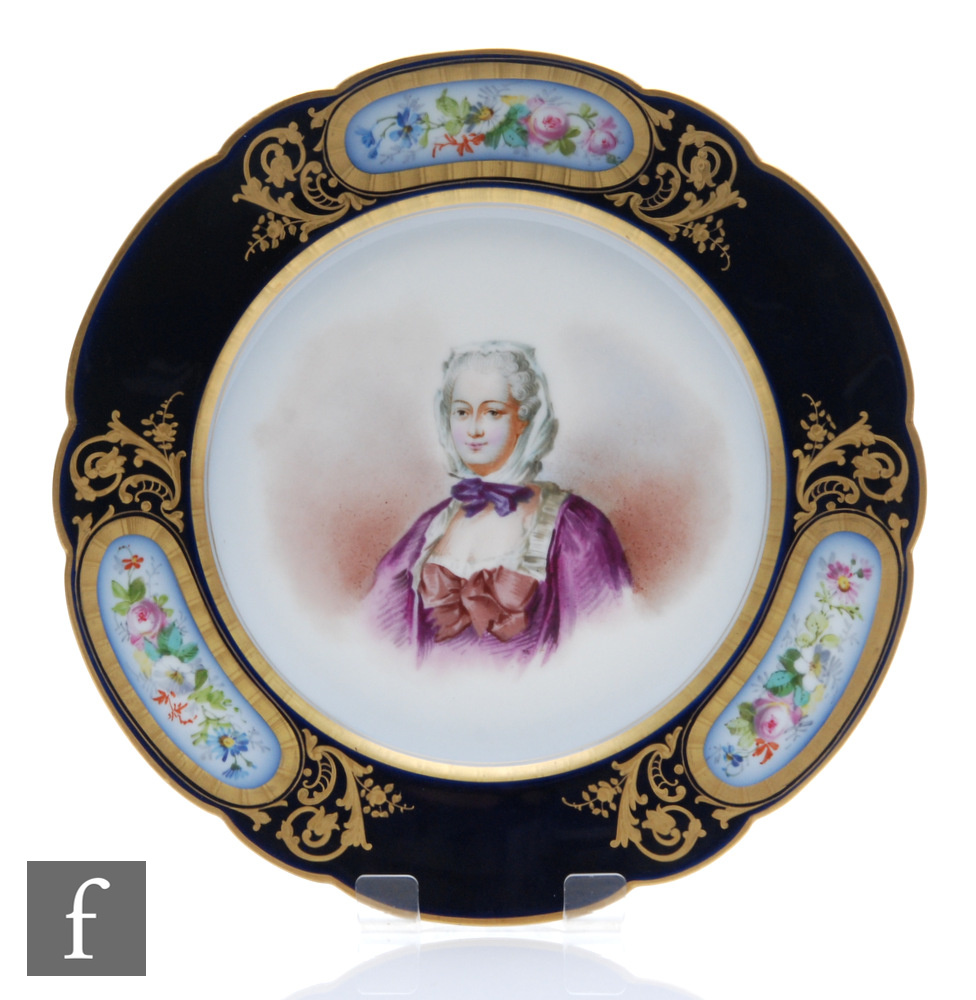A late 19th to early 20th Century Sevres cabinet plate decorated with a ...