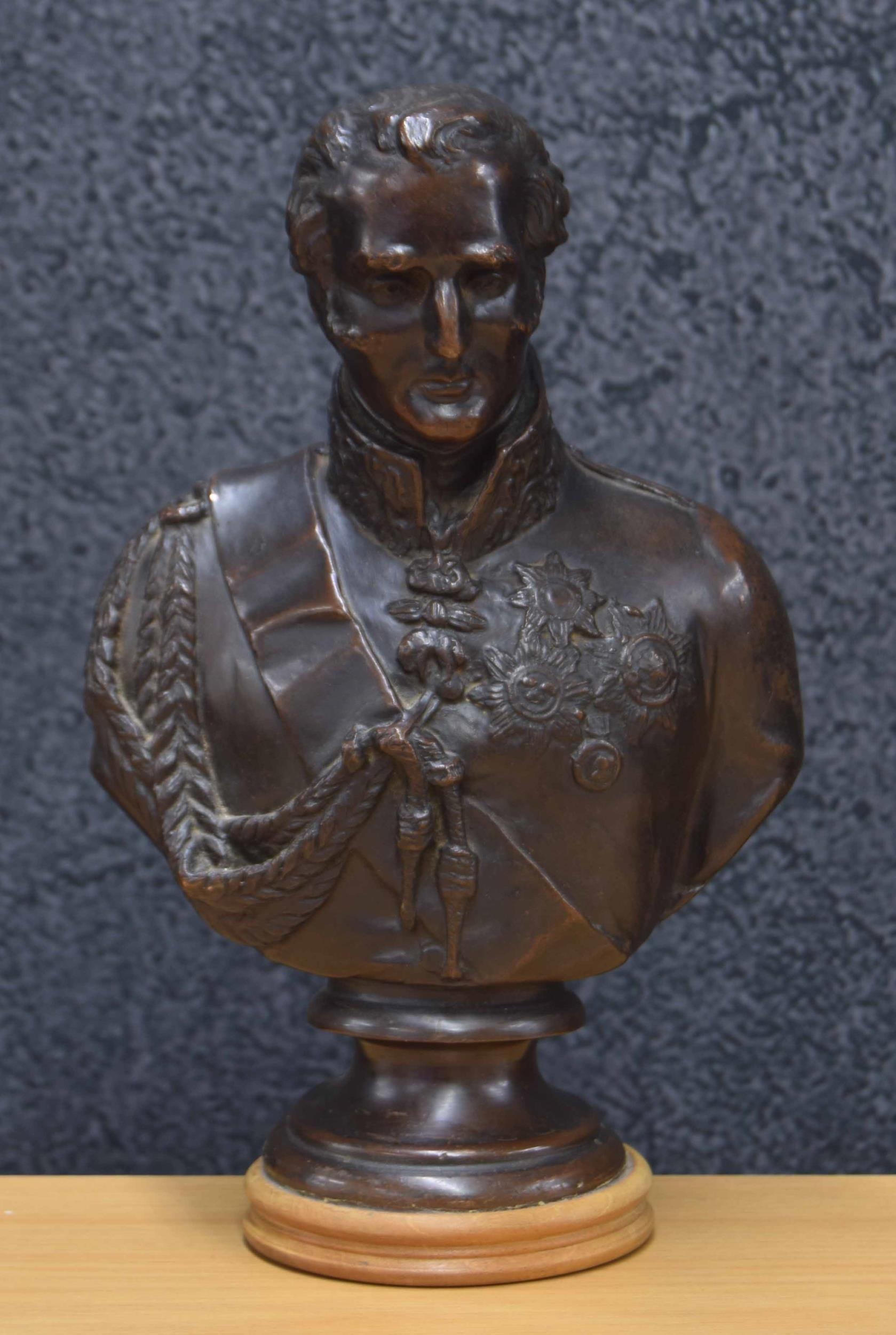 After Alfred Guillaume-Gabriel Comte D'Orsay - bronze figural bust of a ...