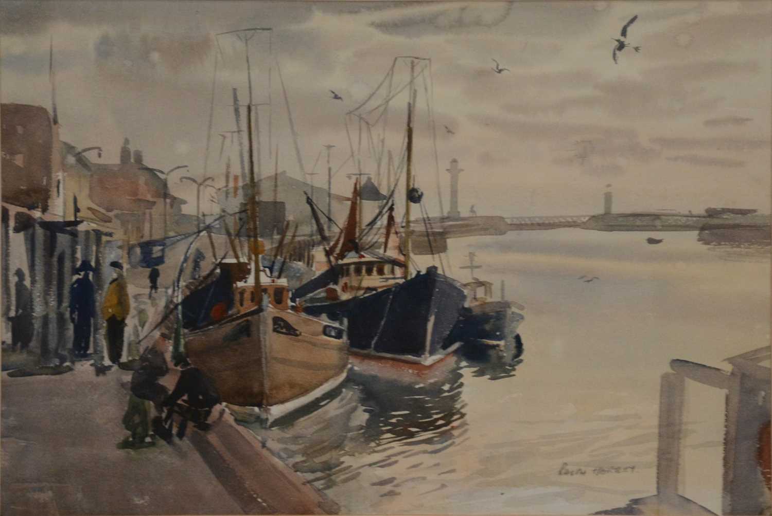 Ralph Hartley,Harbour scene,signed watercolour,37x55cm