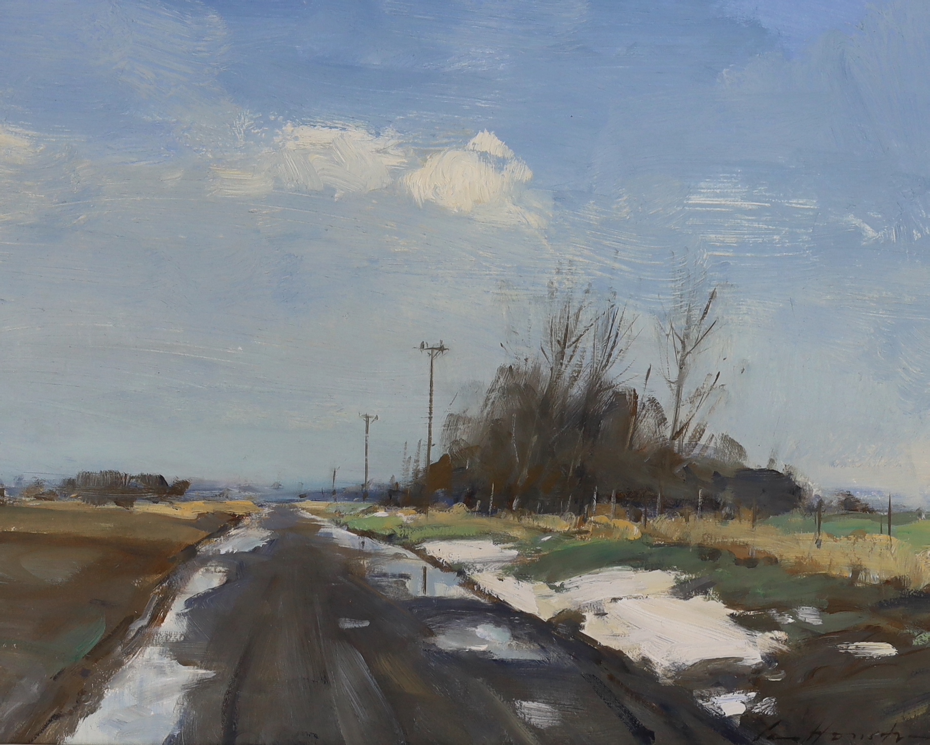 Ian Houston (1934-2021), two oils on board, 'The Road Ahead' (the road ...