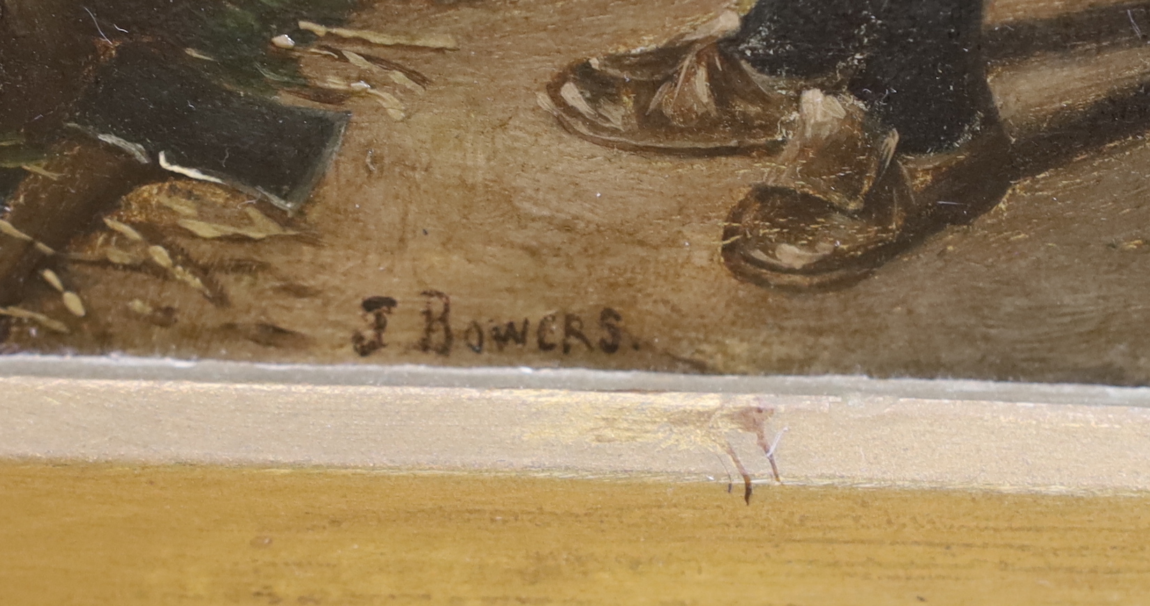 J Bowers (19th century), oil on canvas, Interior scene with gentleman ...