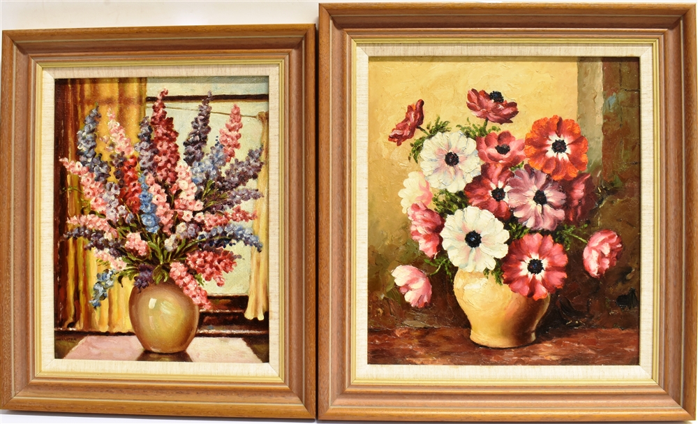 CHRISTOPHER CAWTHORNE (20TH CENTURY) 'Larkspur in Window' Oil on board ...