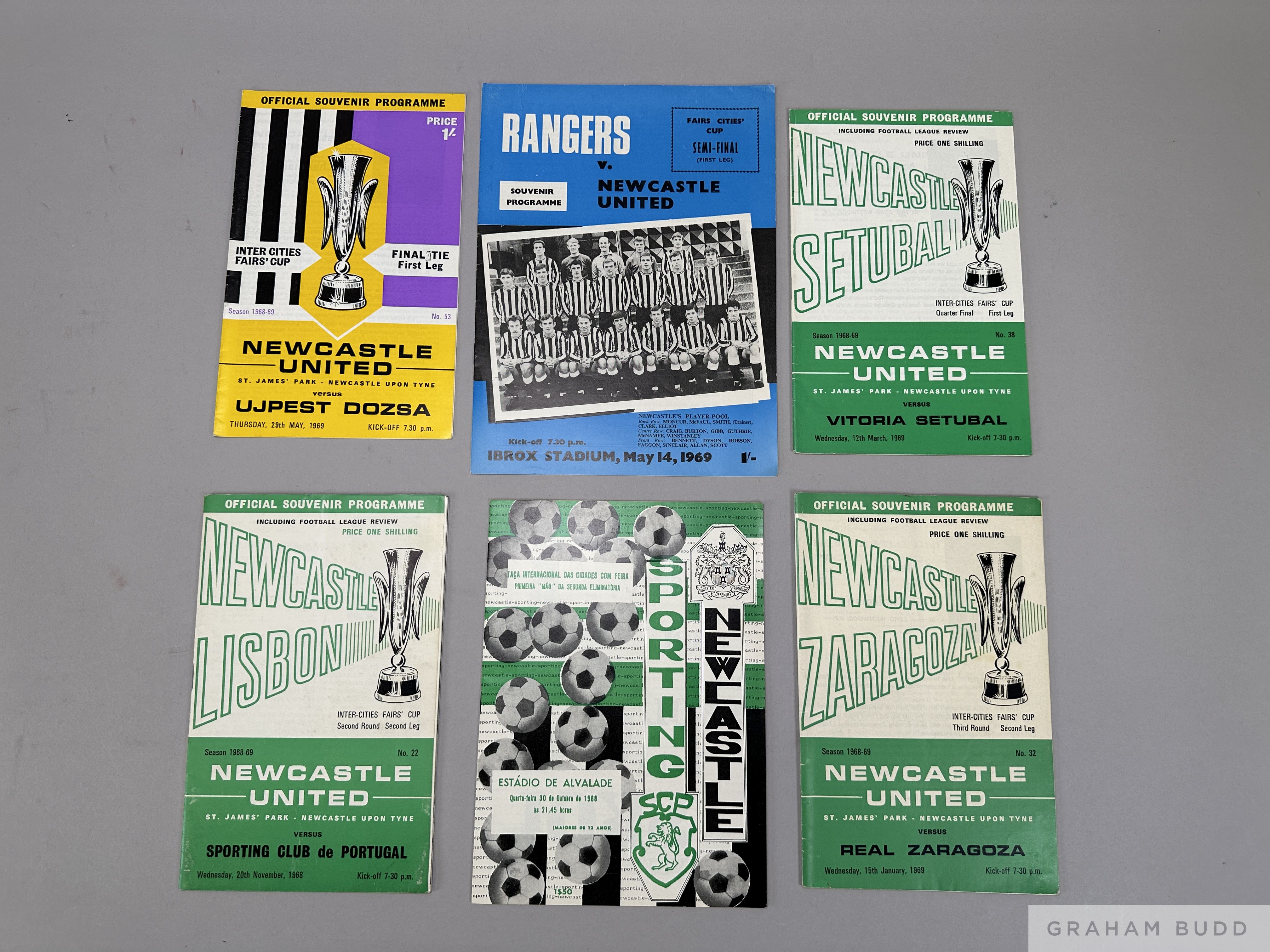 Newcastle Fairs Cup programmes 1968-69, includes all Homes including ...