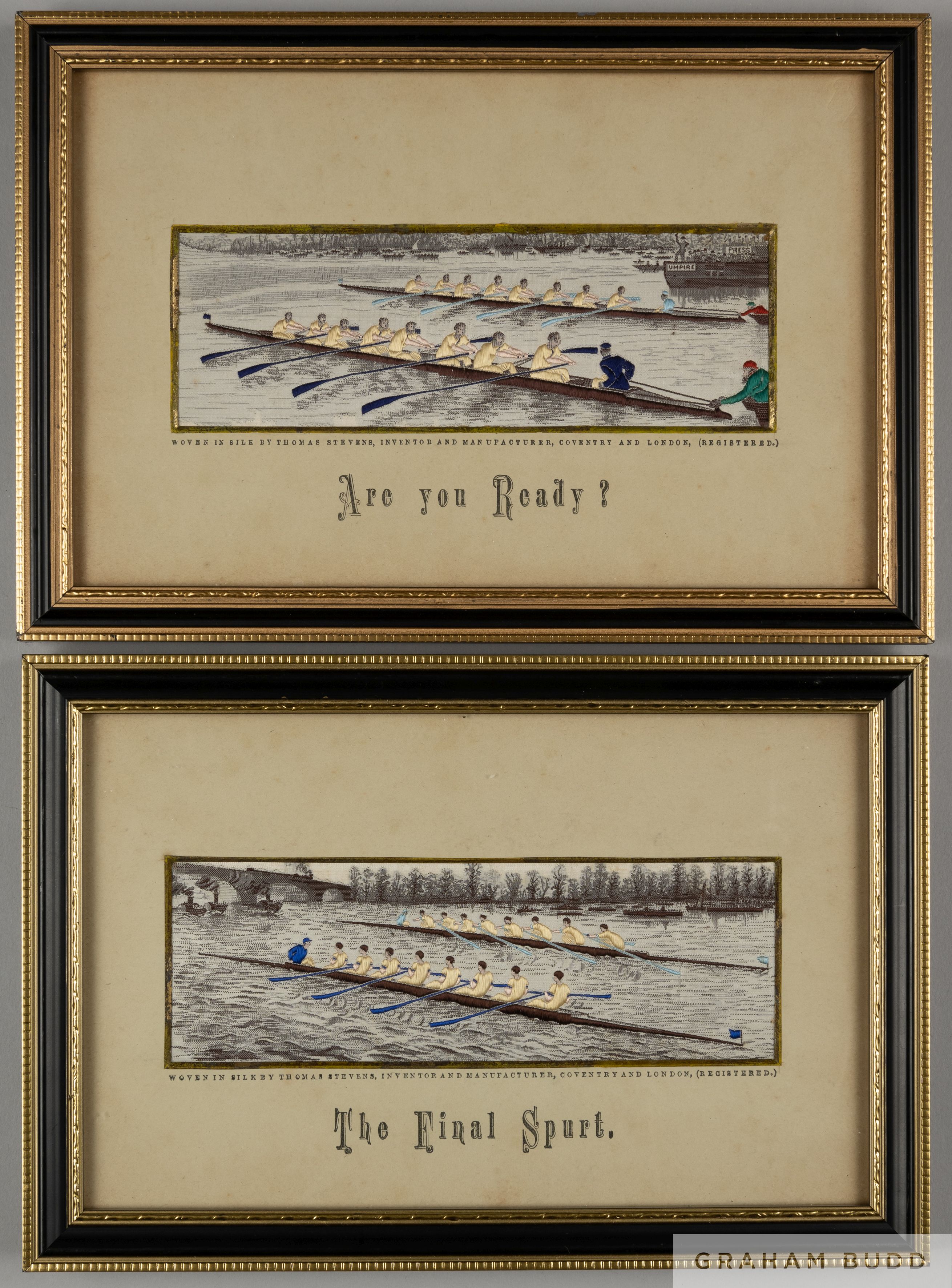 Two Victorian silk Stevengraphs, comprising Are You Ready?, 2 by 6in ...
