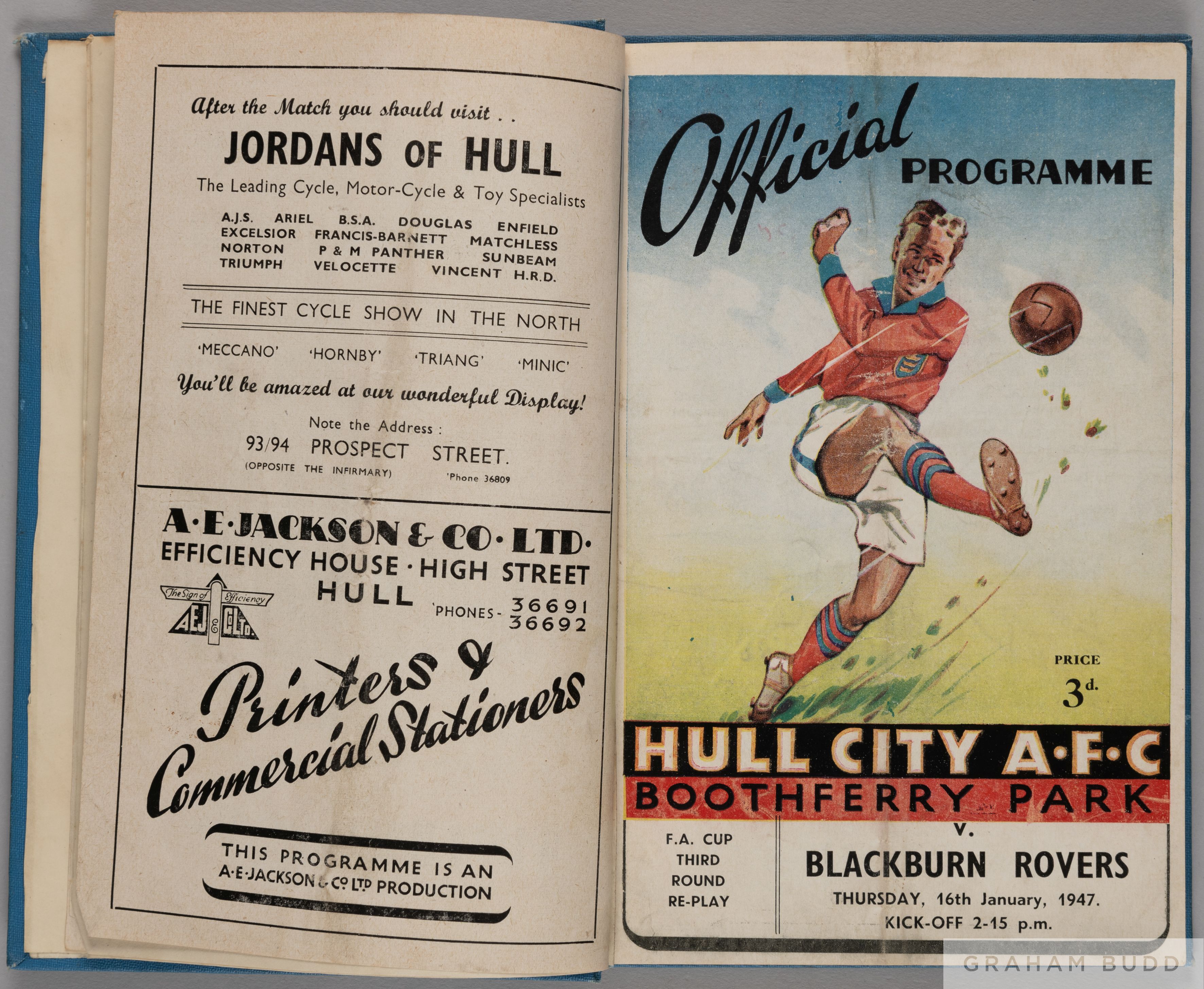 An unusual bound volume of Hull City match programmes, 1946-47 to 1949 ...