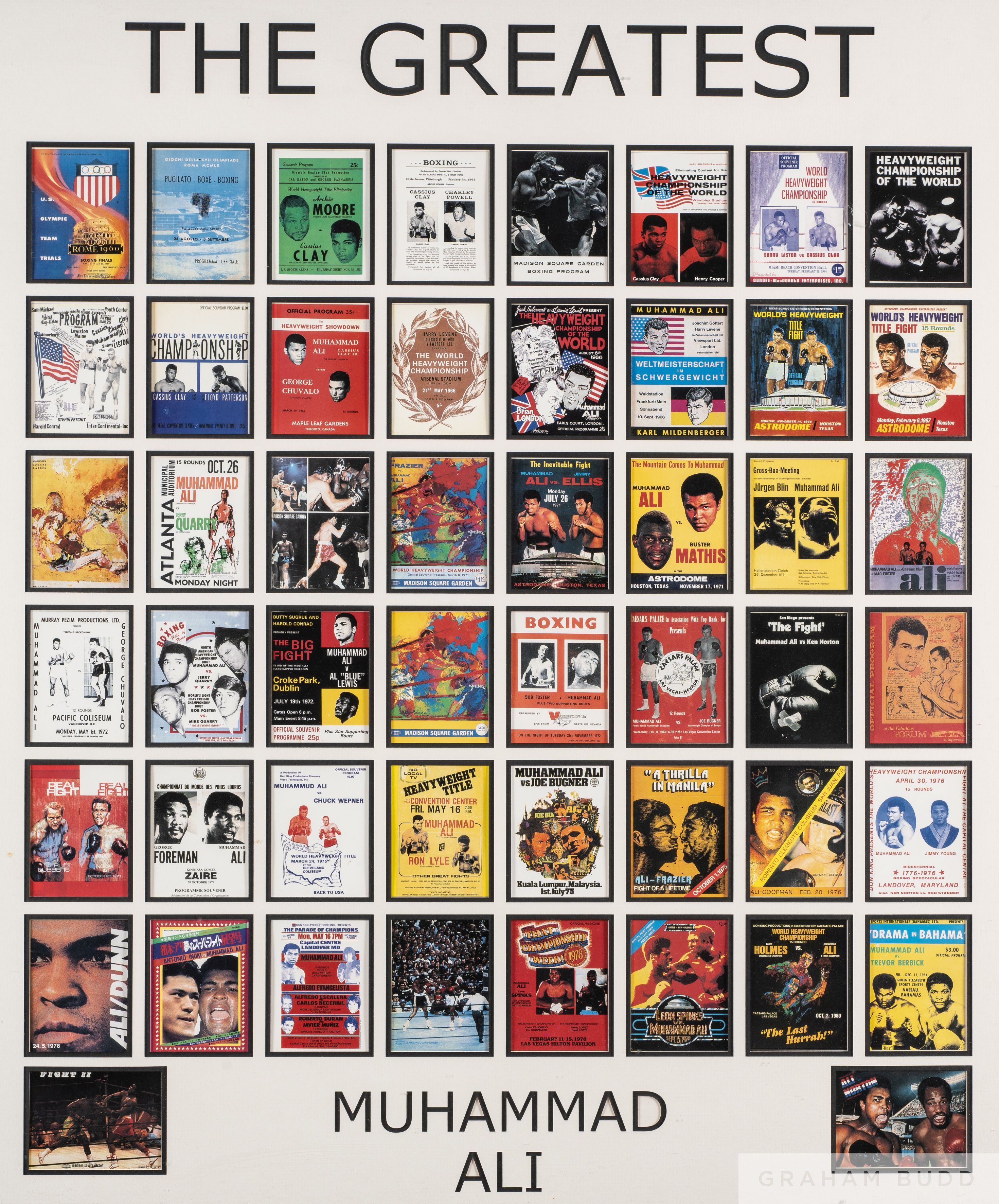 Display of fifty reproduction fight picture cards of Muhammad Ali The ...