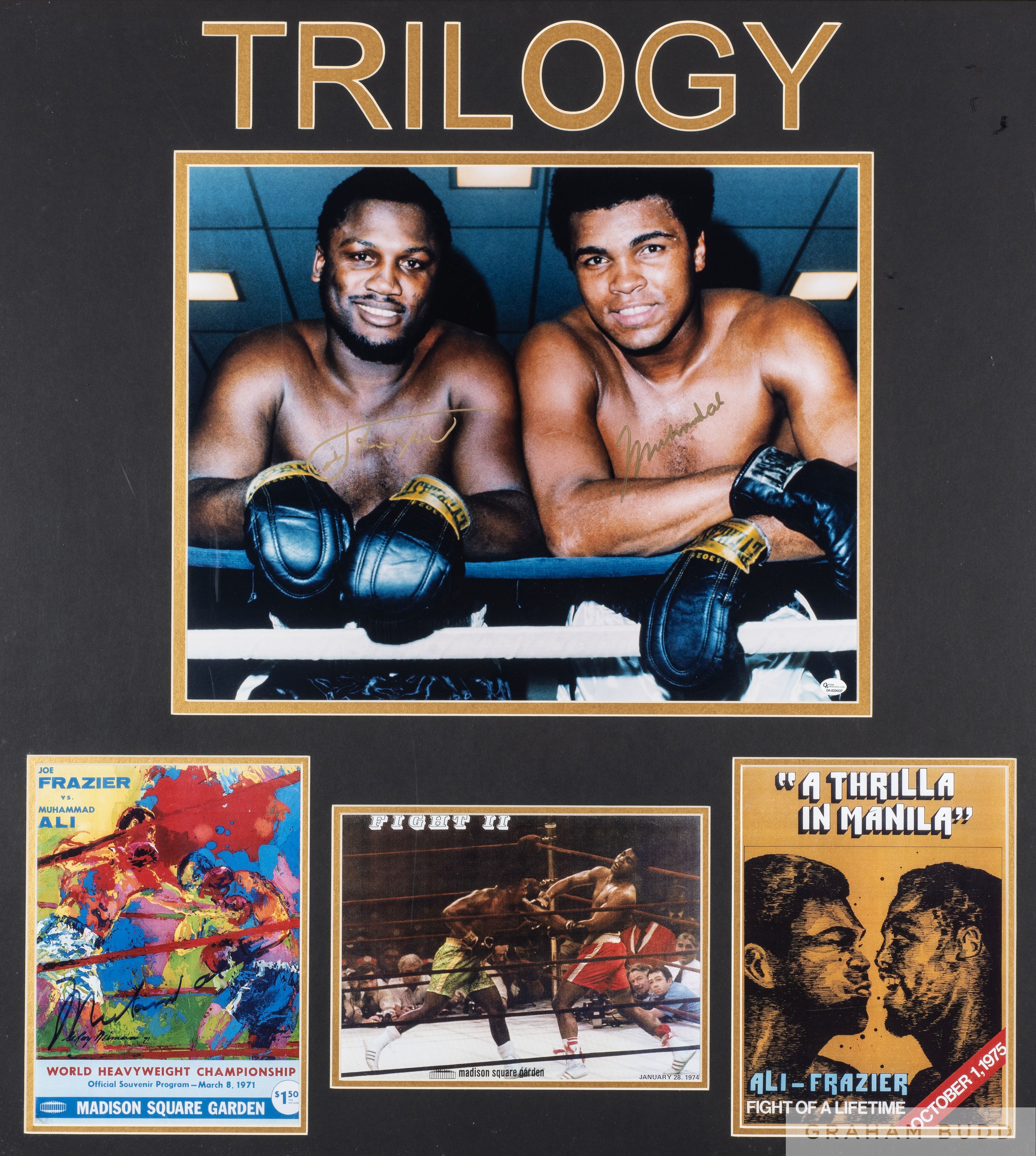 Muhammad Ali and Joe Frazier Trilogy double-signed displayauthenticated ...