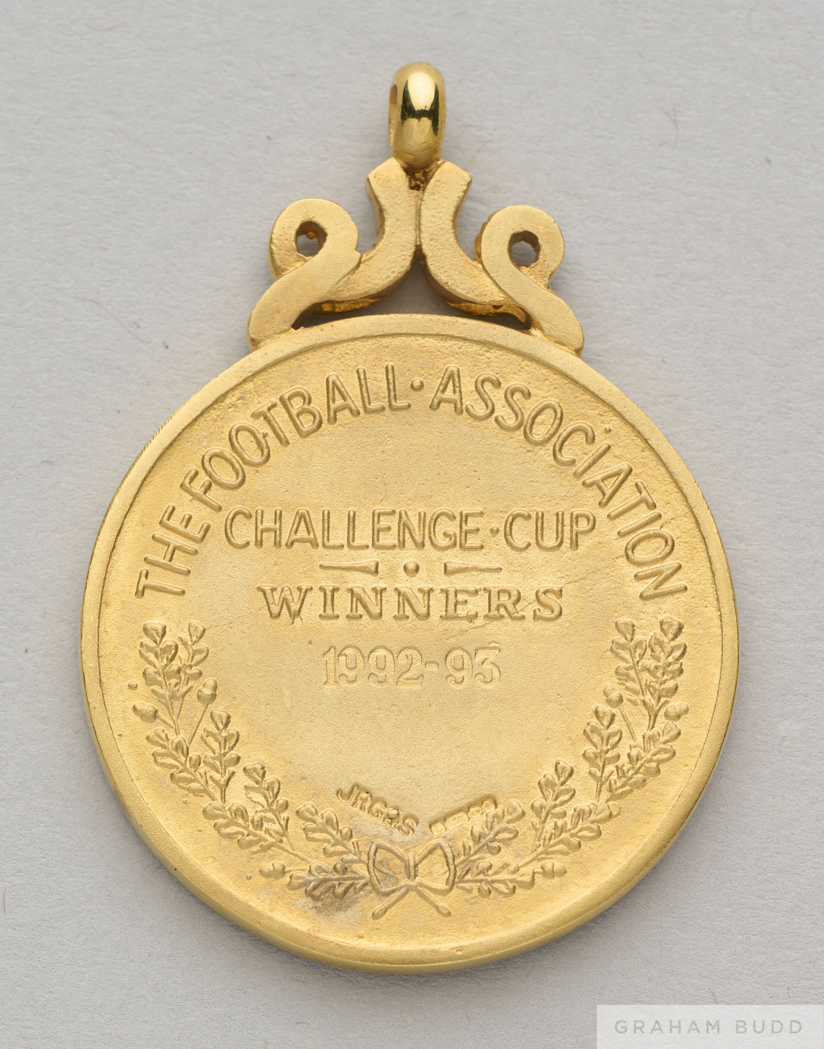 Gold 1992-93 Arsenal F.A.Cup Winners medal awarded to David Dein MBE ...