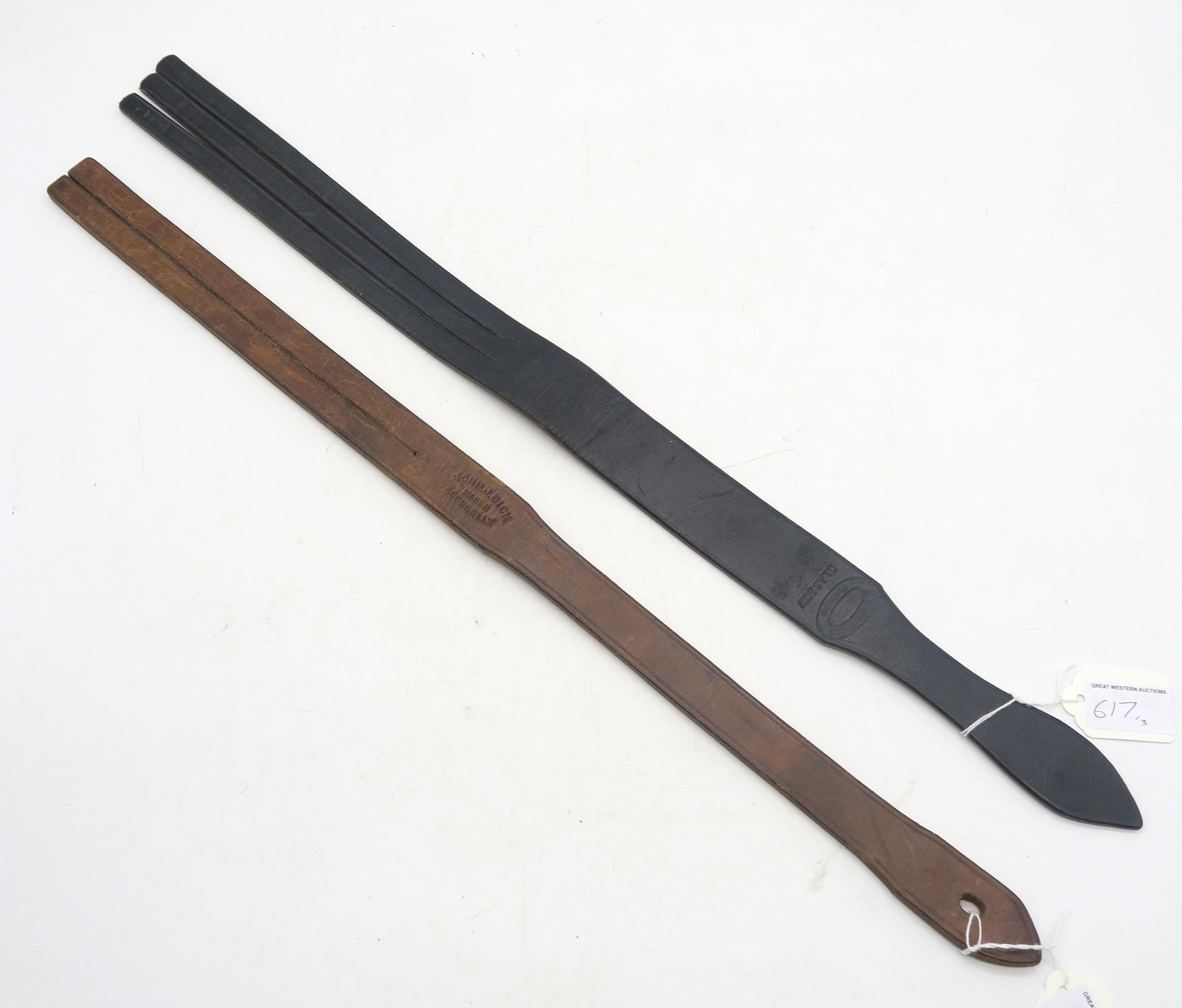 A John J. Dick of Lochgelly school tawse/belt, a similar example by ...