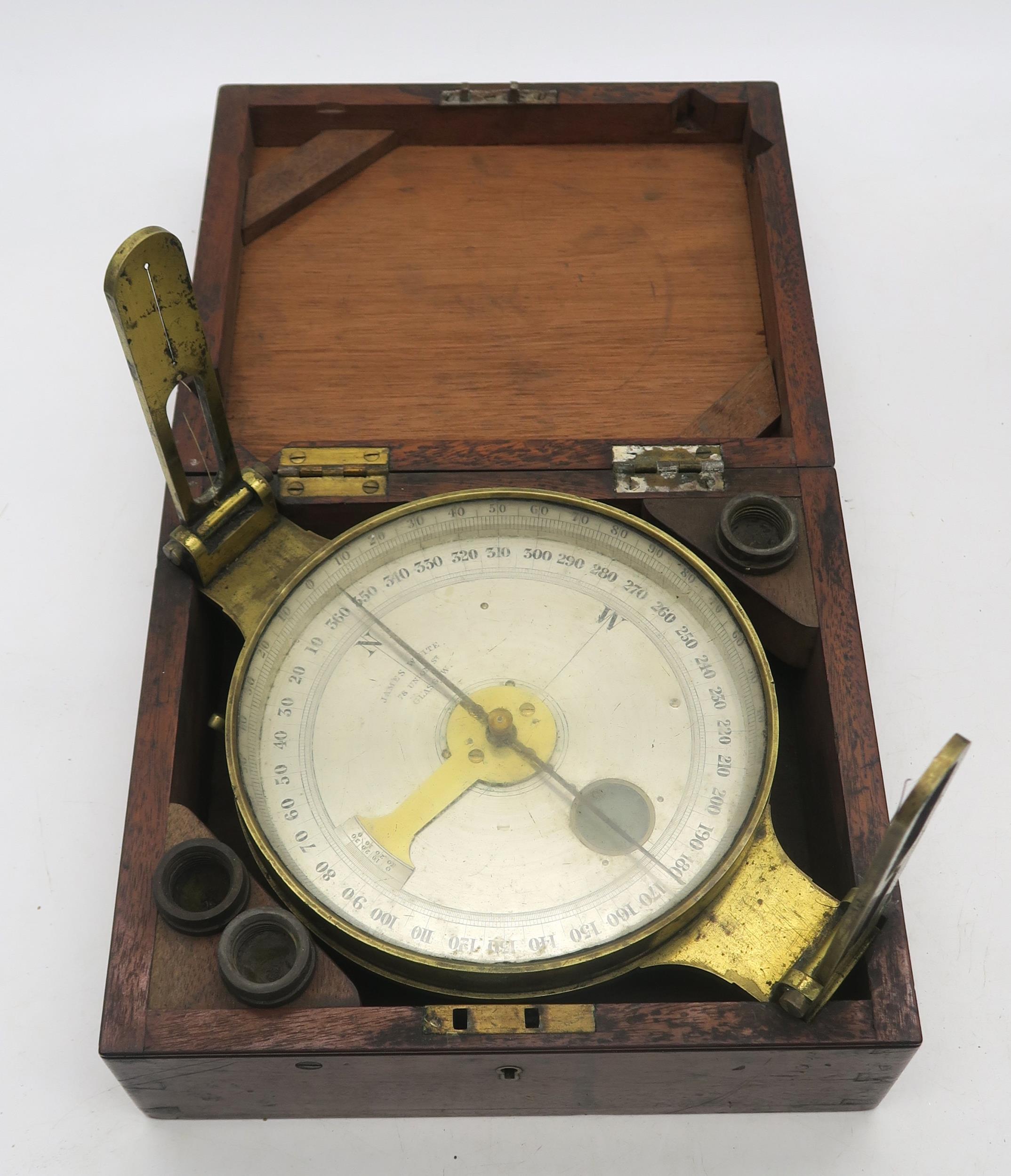 A cased brass compass by James White, 78 Union Street, Glasgow ...