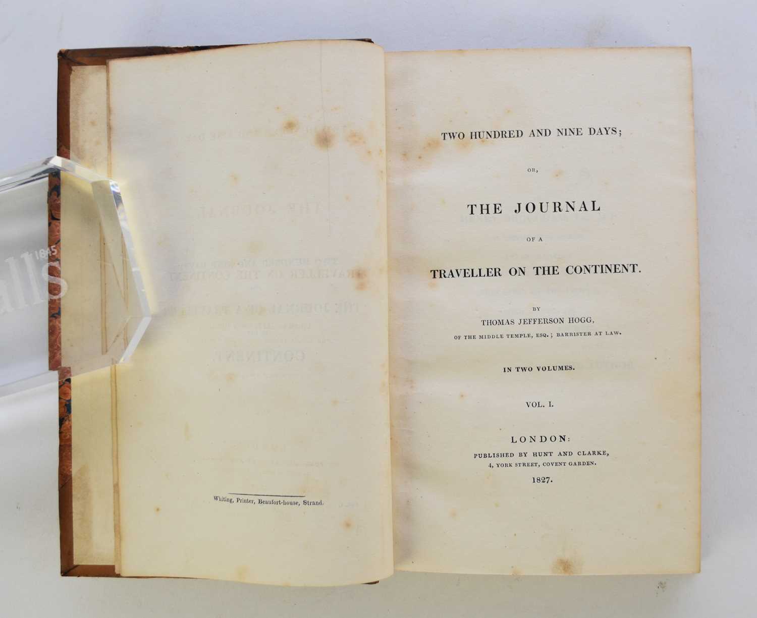 HOGG, Thomas Jefferson, Two Hundred and Nine Days; or the Journal of a ...