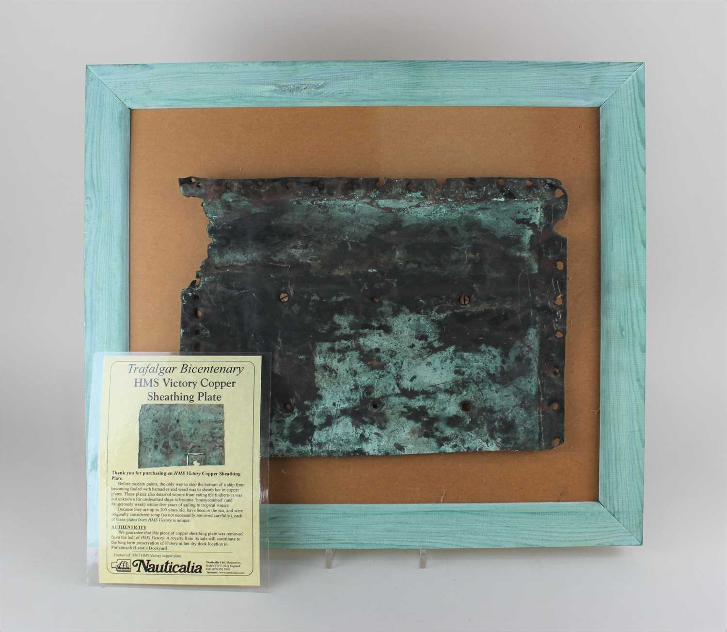 A framed HMS Victory copper sheathing plate with certificate from ...