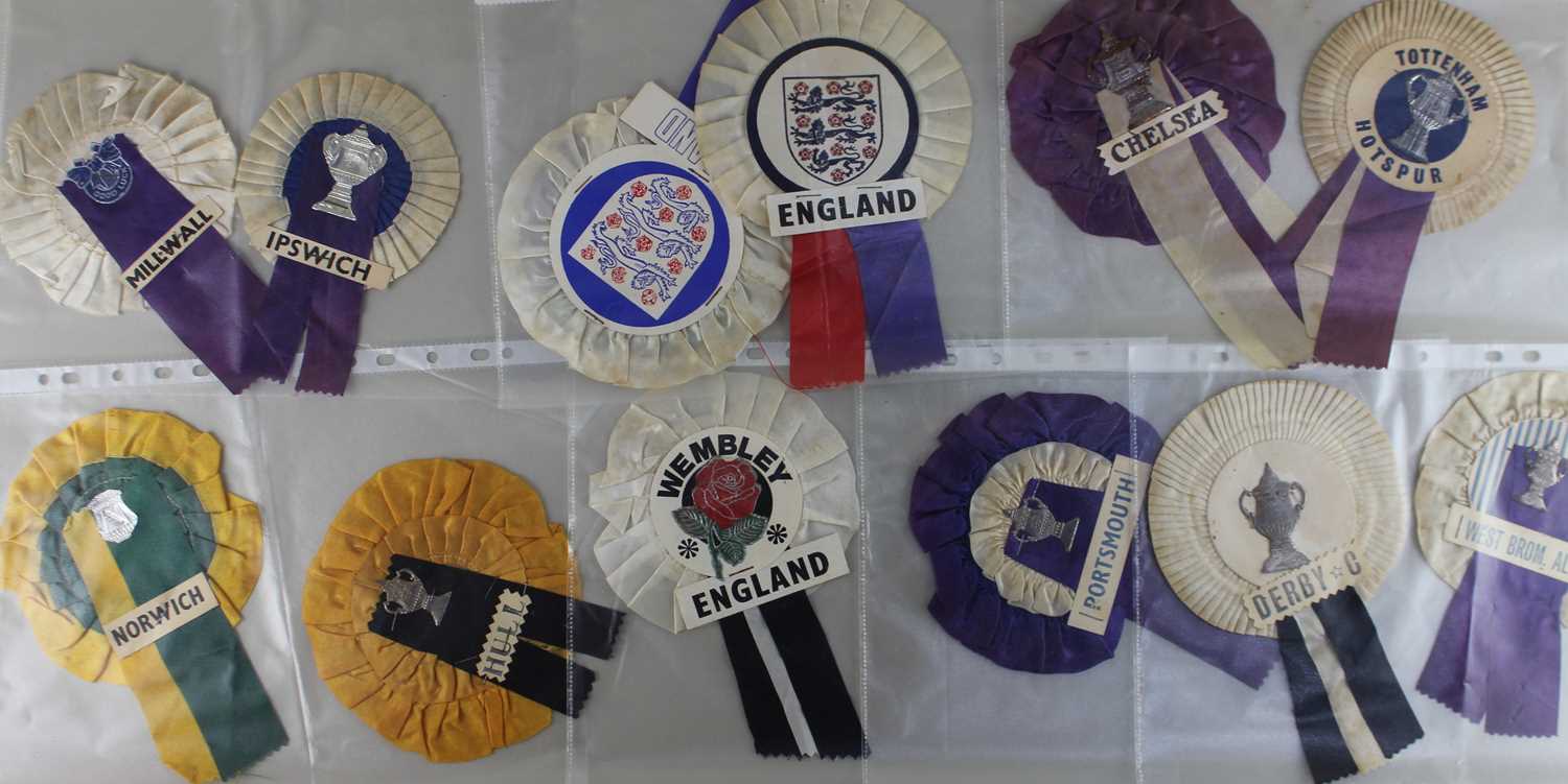 A collection of twelve 1960s and later football rosettes comprising ...