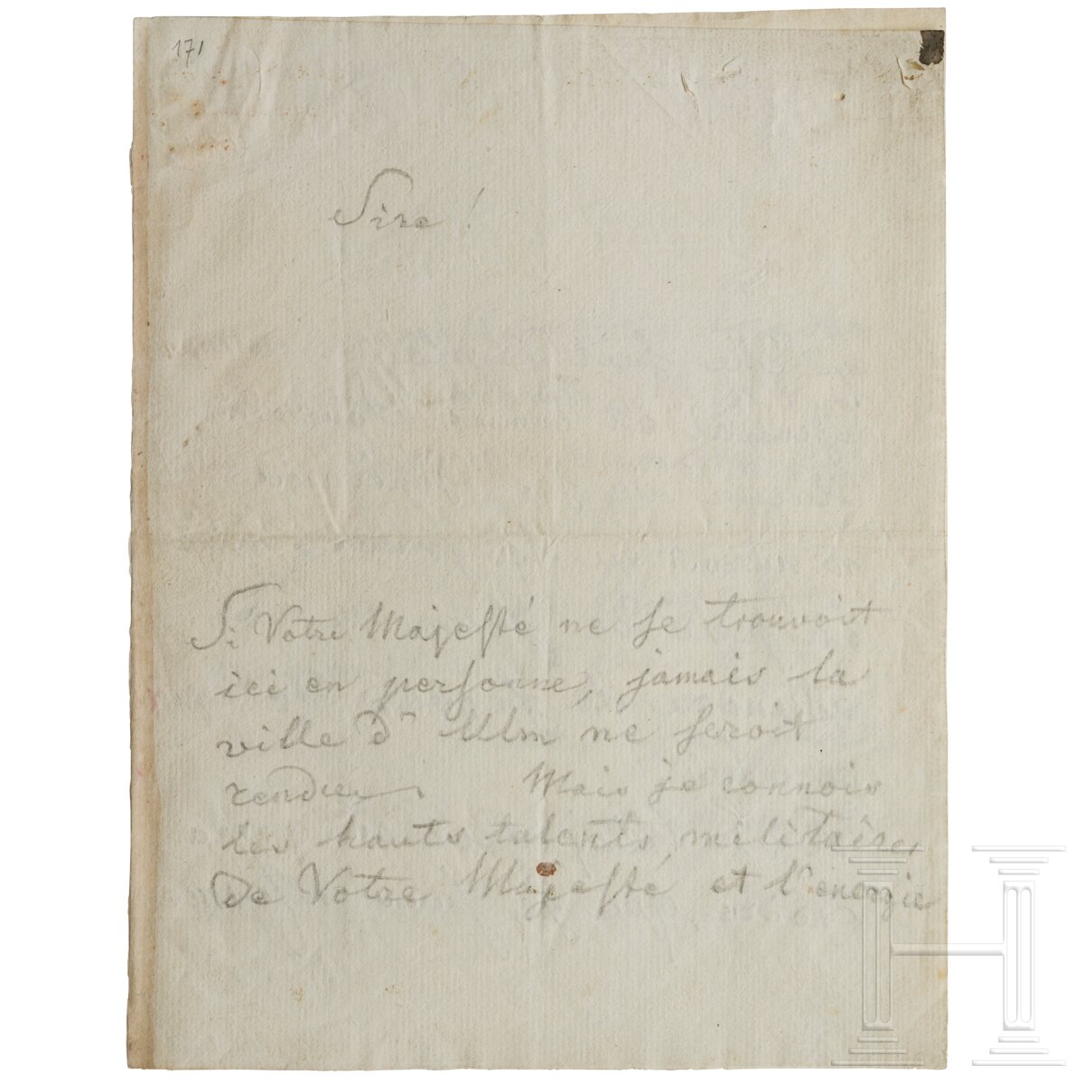 General Karl Mack - Entwurf eines Briefes an Napoleon I., Ulm, 1805 ...