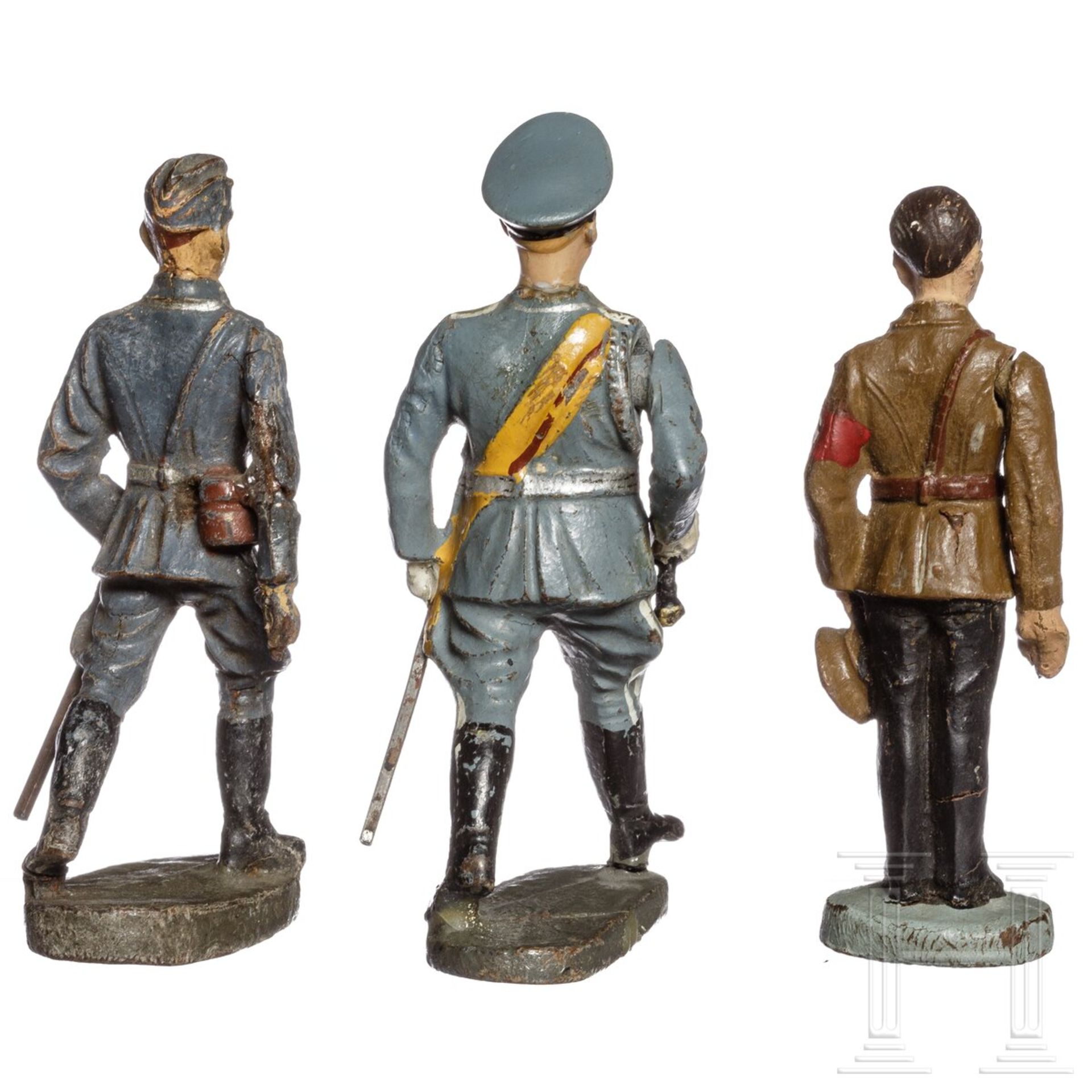 Drei Elastolin-Figuren - Göring mit Porzellankopf, Goebbels stehend ...