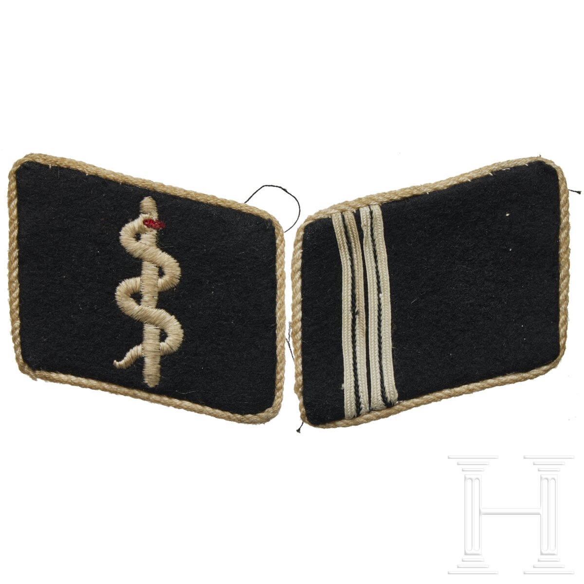 A Pair of Collar Tabs for SS Rottenführer Medical Black cloth backing ...