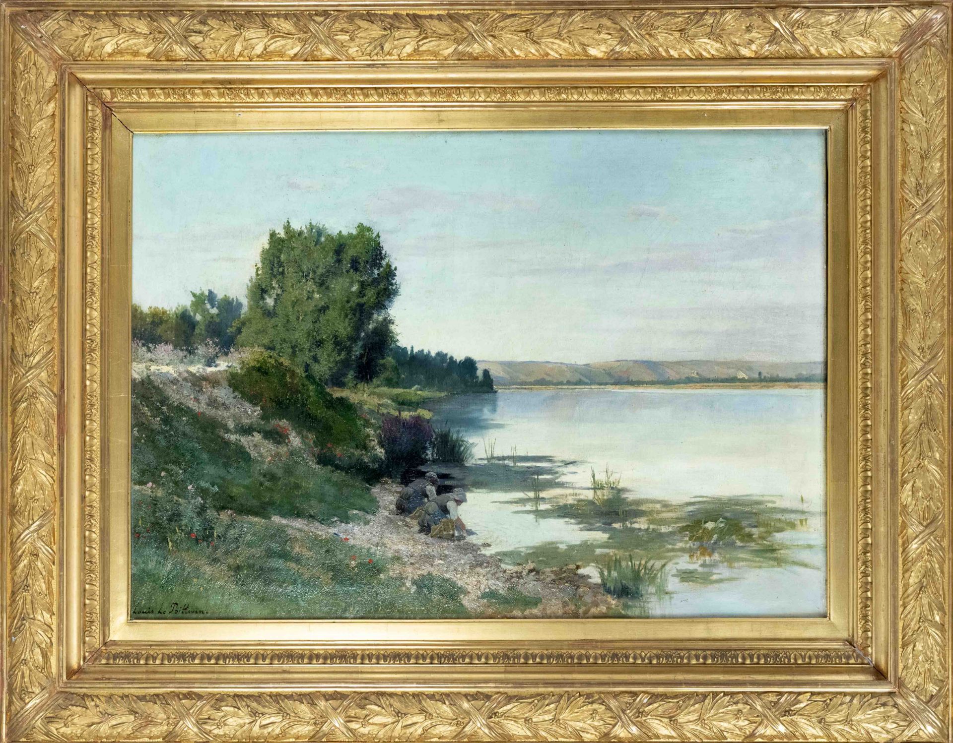 Louis le Poittevin (1847-1909), frz. Landschaftsmaler, Wäscherinnen am ...