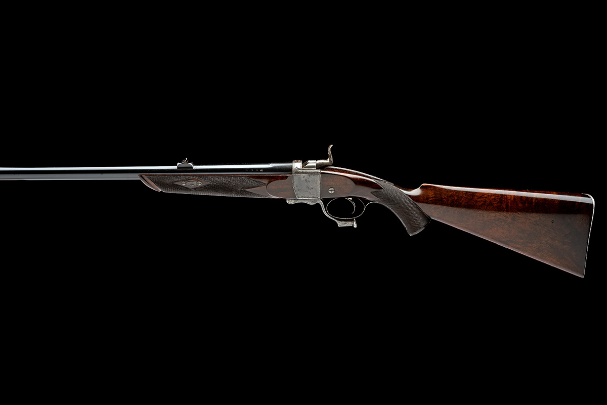 A GOOD CASED .450 BLACK POWDER EXPRESS FALLING-BLOCK RIFLE BY ALEX'R ...