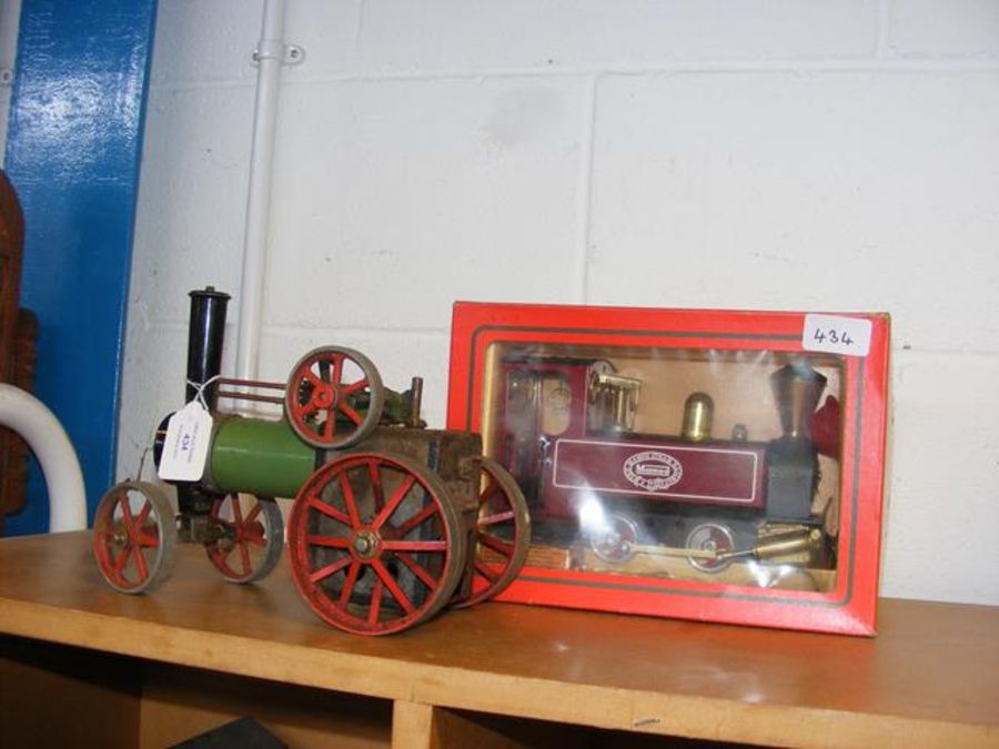 A boxed Mamod locomotive together with one other