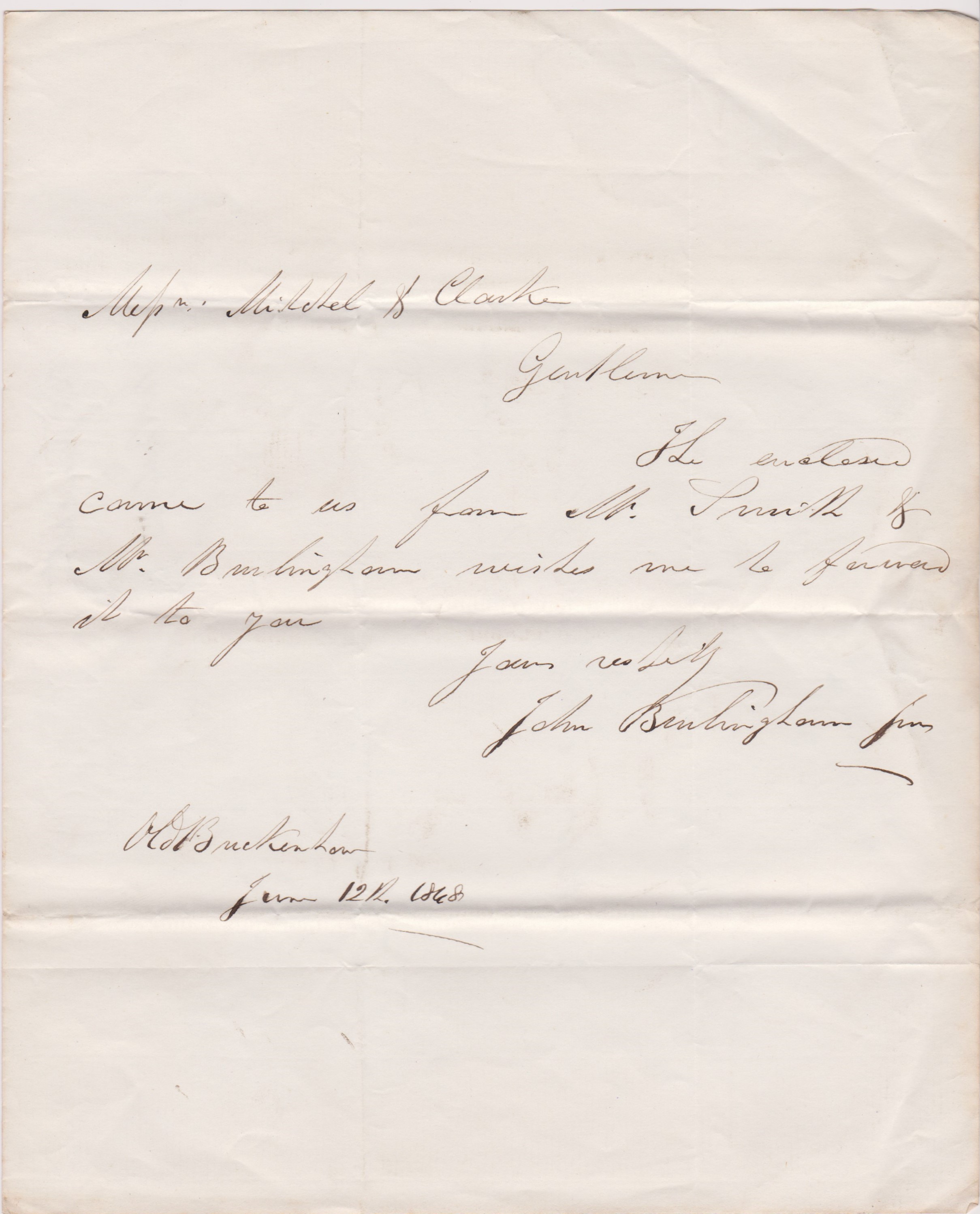 Great Britain 1848-Postal History-EL dated June 12th 1848 Old Buckenham ...