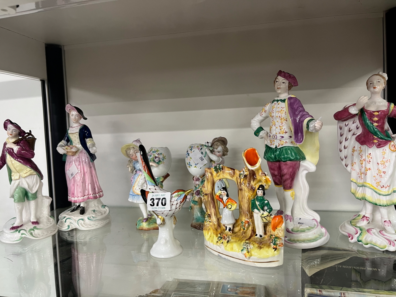A PAIR OF SPODE FIGURINES, TWO FURTHER SPODE FIGURES, GERMAN BISQUE ...