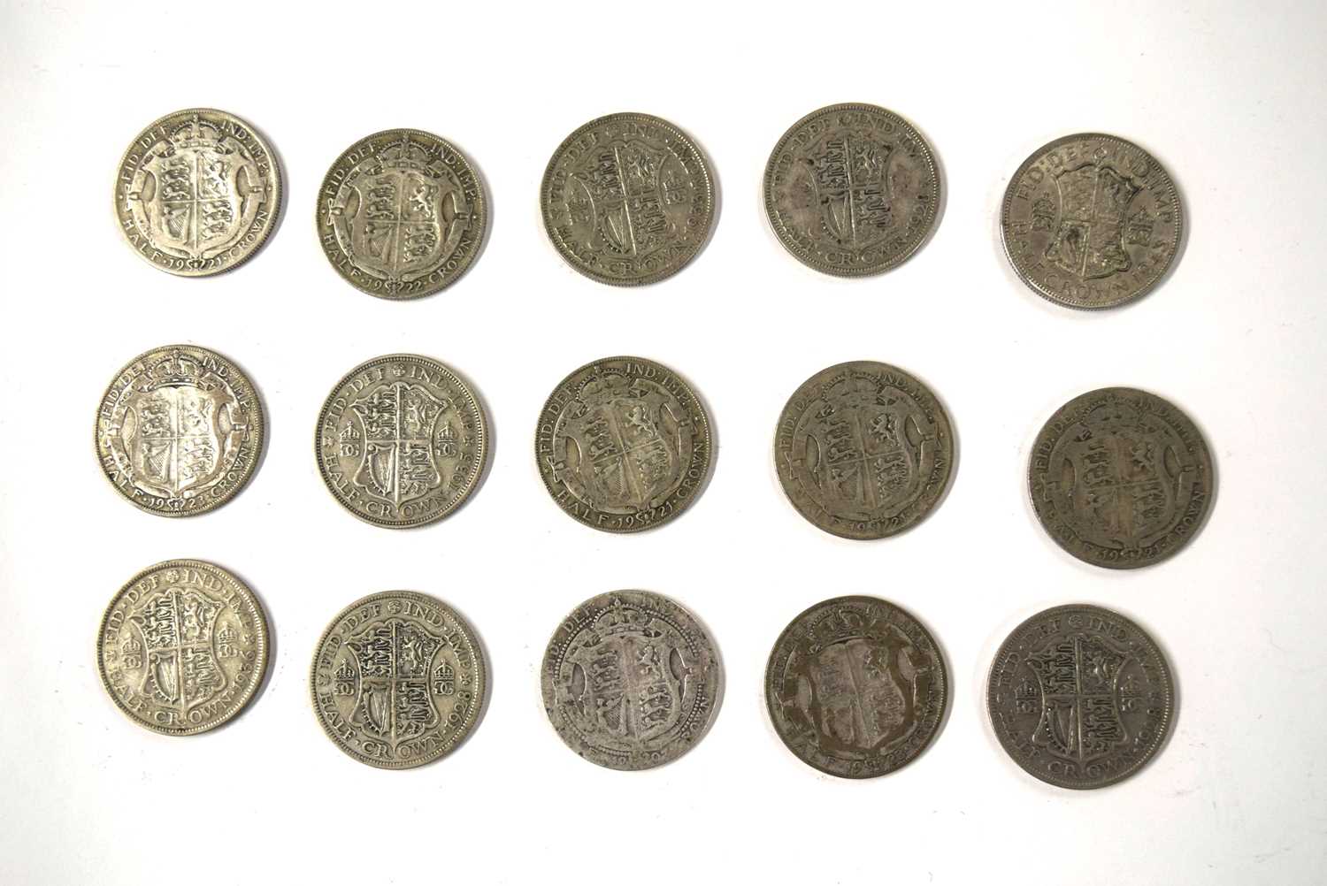Quantity of 15x British Half crowns, Edward VII, George V and George VI ...