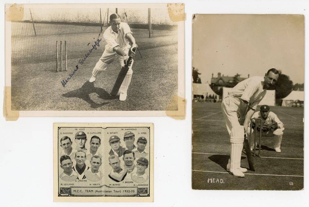 Pre-war cricket postcards. Mono real photograph postcard of Herbert ...