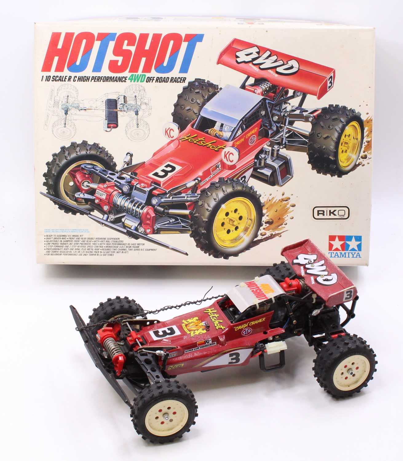A Tamiya 5847 1/10 scale radio controlled kit built model of a Hot Shot ...