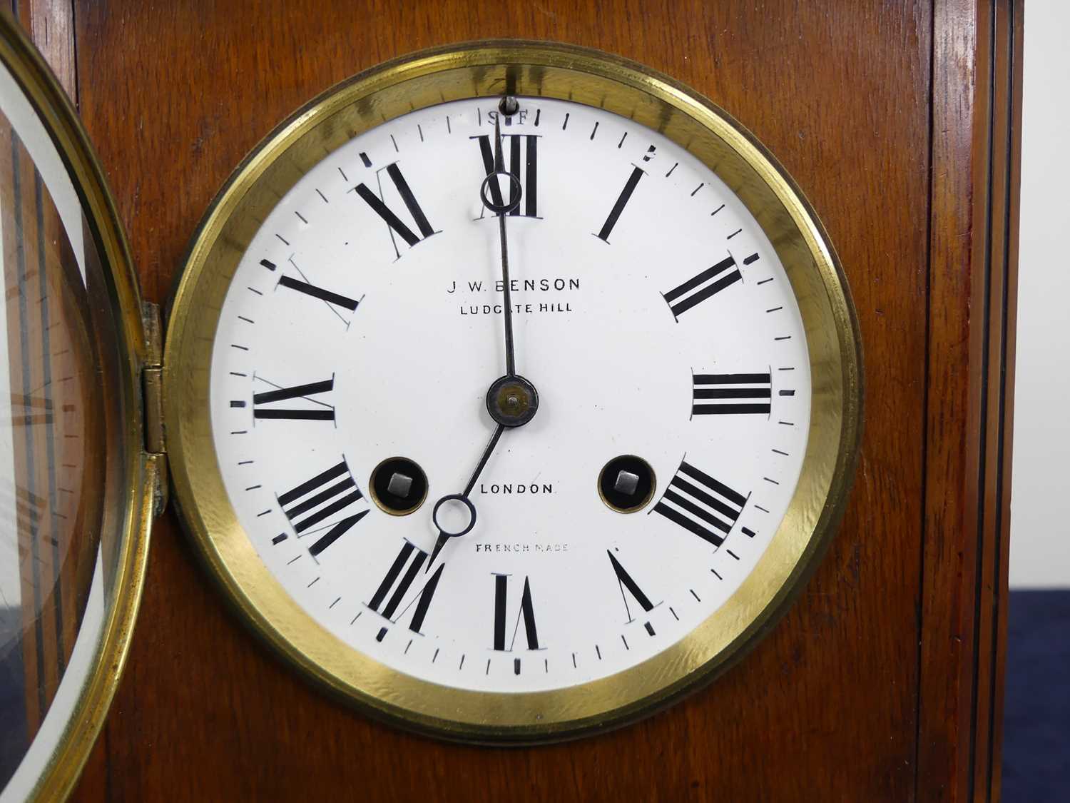 J W Benson of London - a late Victorian walnut cased bracket clock ...