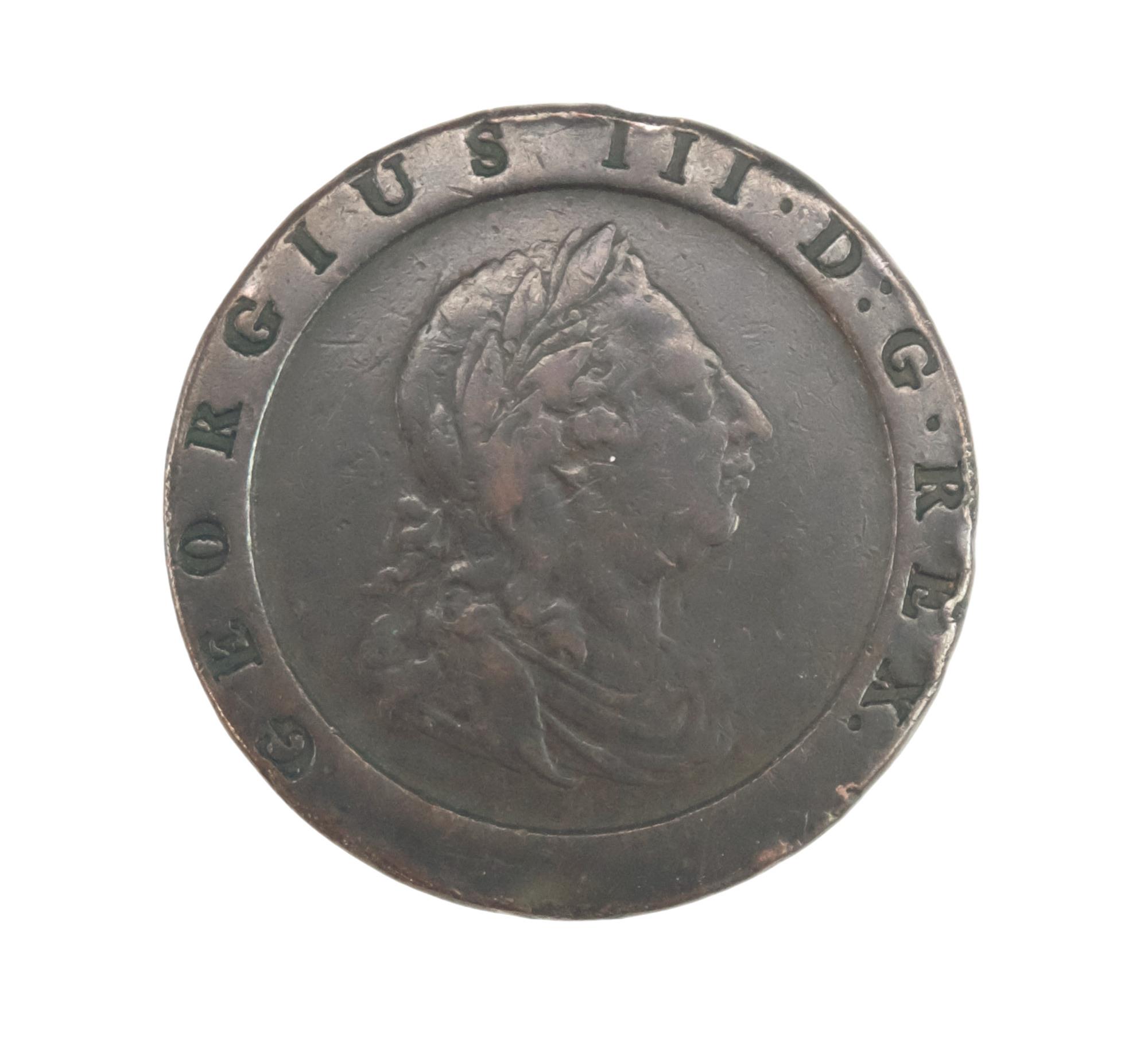 A George III 1797 "Cartwheel" two pence coin