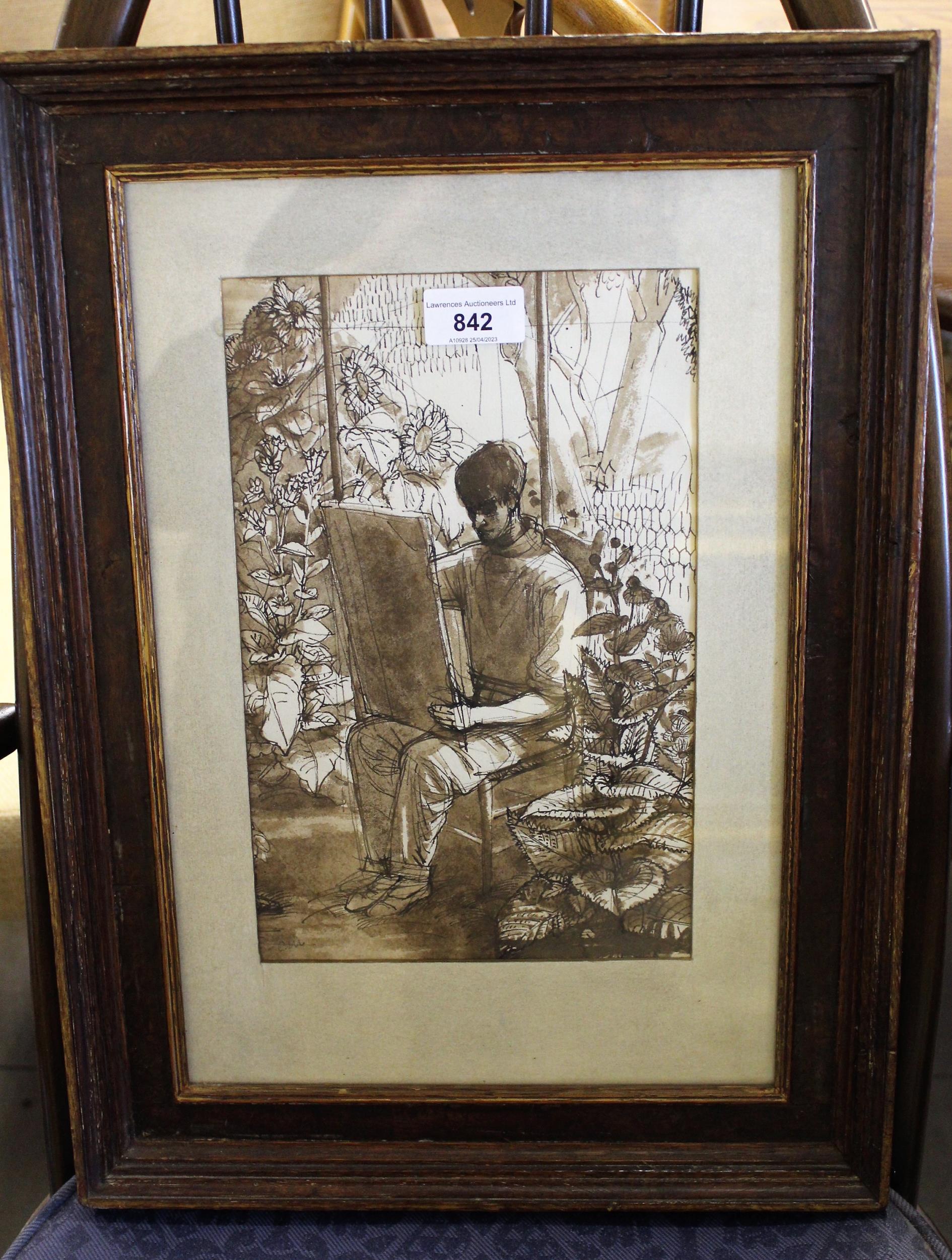 Charles Mahoney, ink and wash, study for muses, circa 1961, signed with ...