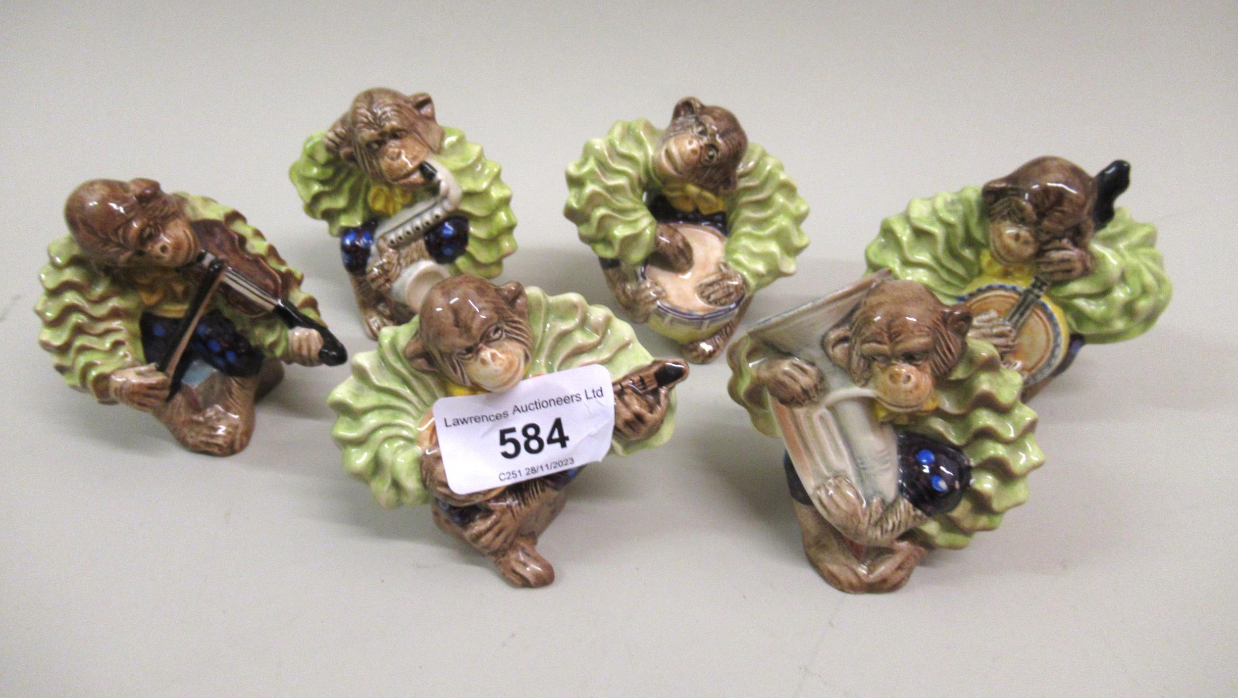 Unusual Beswick six piece monkey bandSome crazing, otherwise in good ...