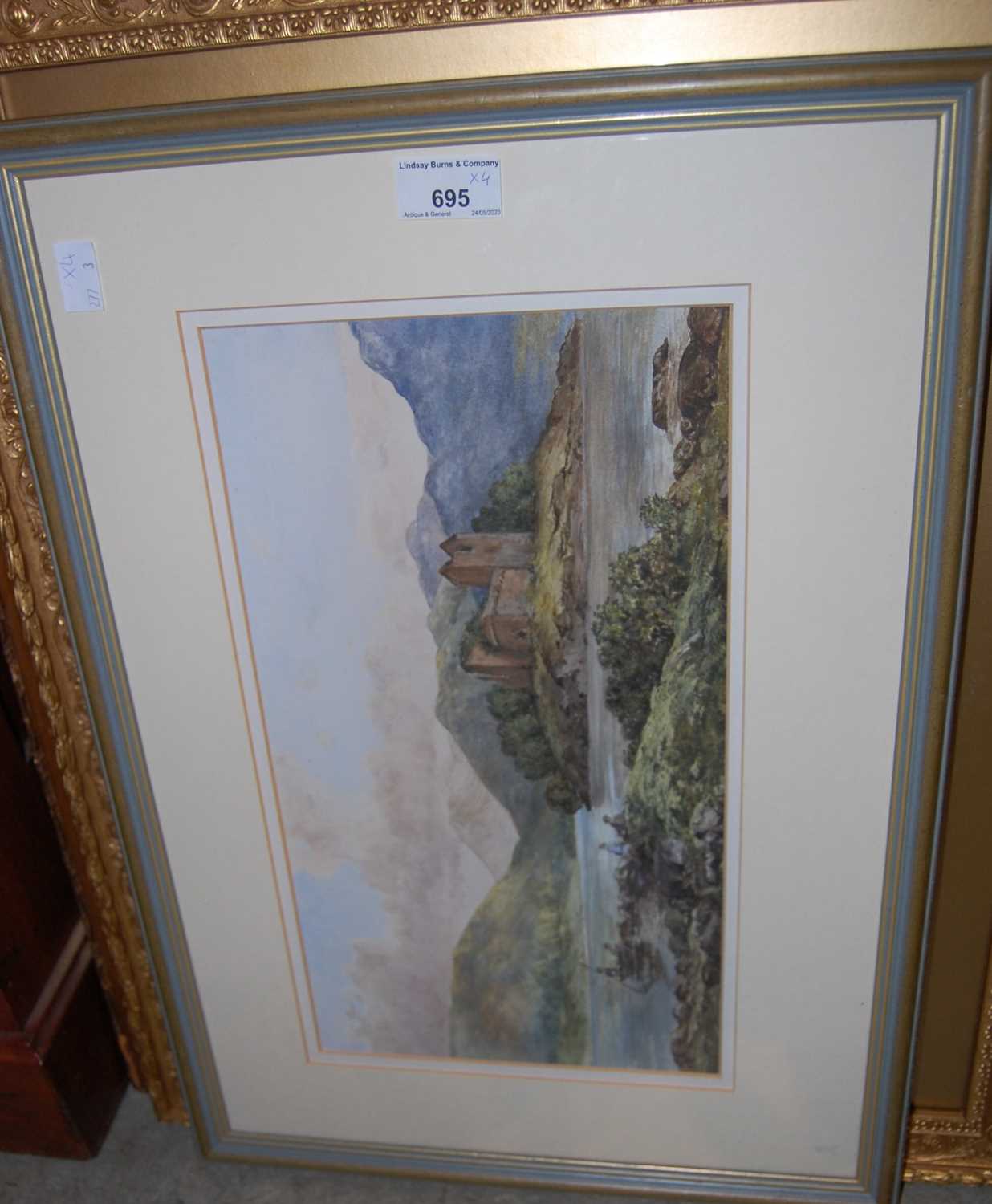 A collection of pictures to include Riverbank and Building, signed ...